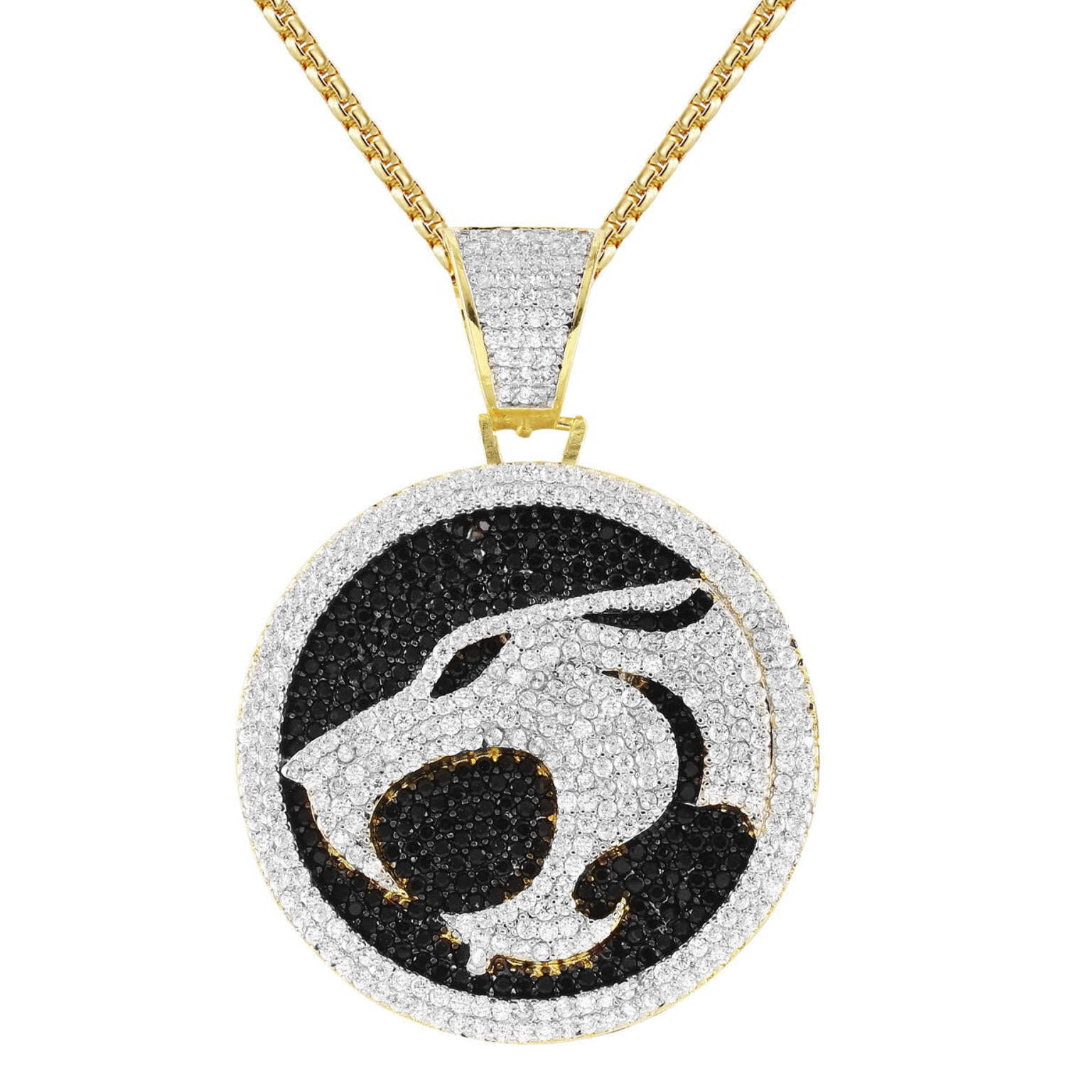 Men's Thunder Cat Circle 14k Gold Finish Custom Pendant Chain - Walmart.com