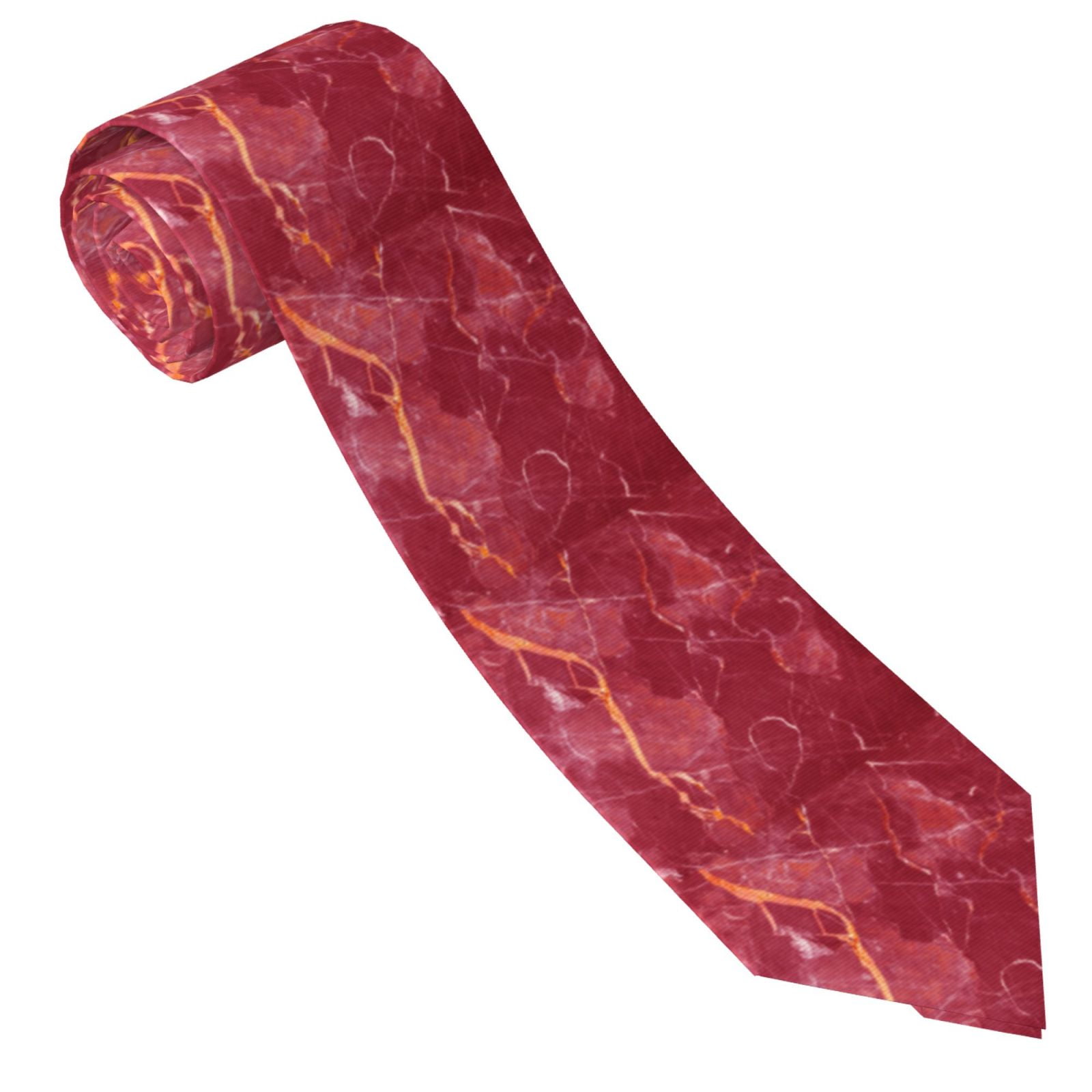 Men's Ties, Abstract White Red Gold Marble Texture Satin Ties for Men ...