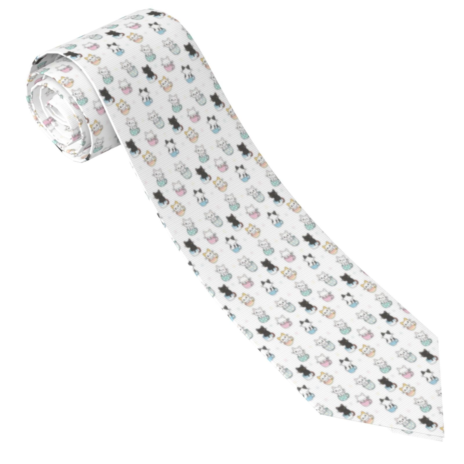 Men's Ties, Cute Cartoon Hand Drawn Cat Satin Ties for Men, Mens Formal ...