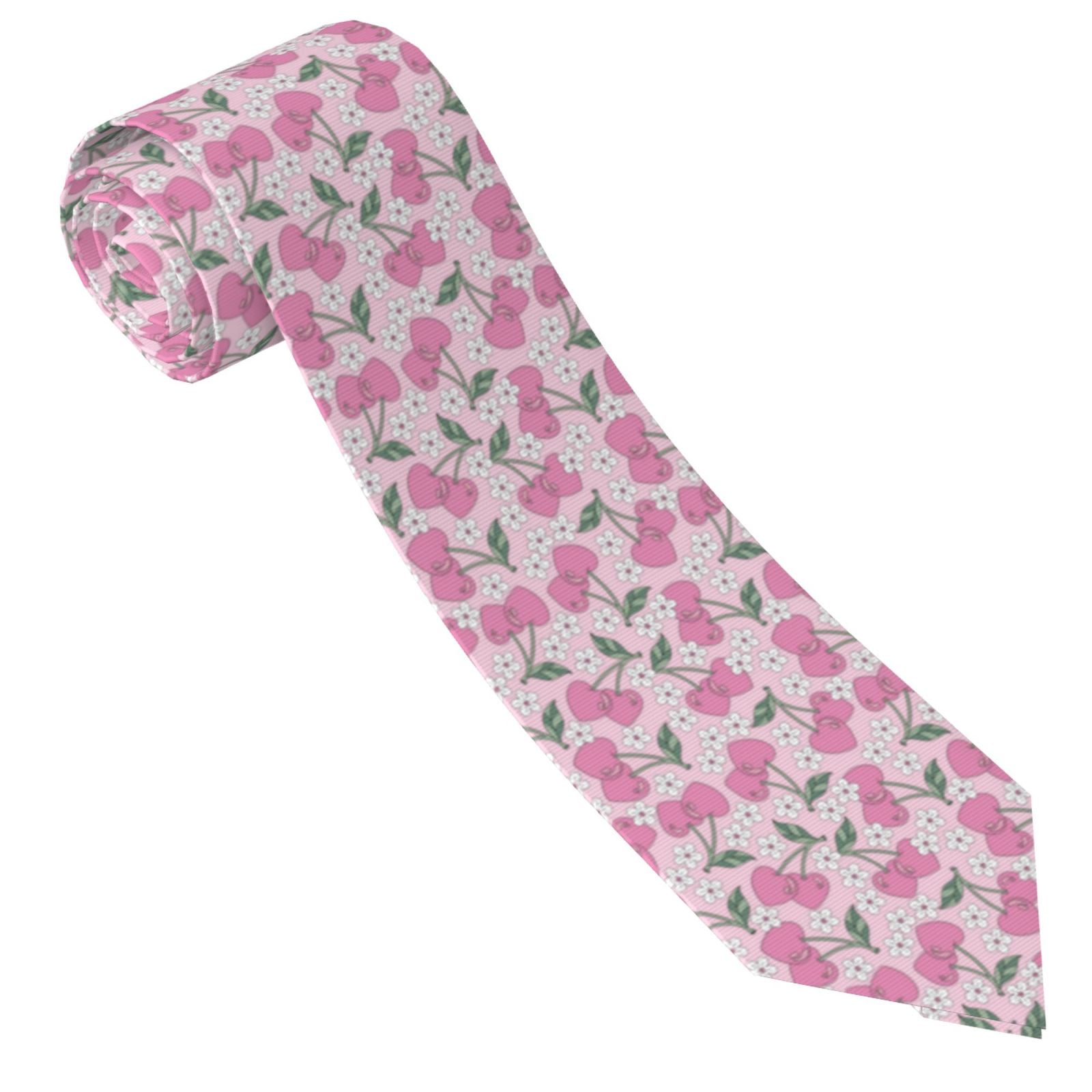 Men's Ties, Cute Pink Berry Flower Leaves Satin Ties for Men, Mens ...