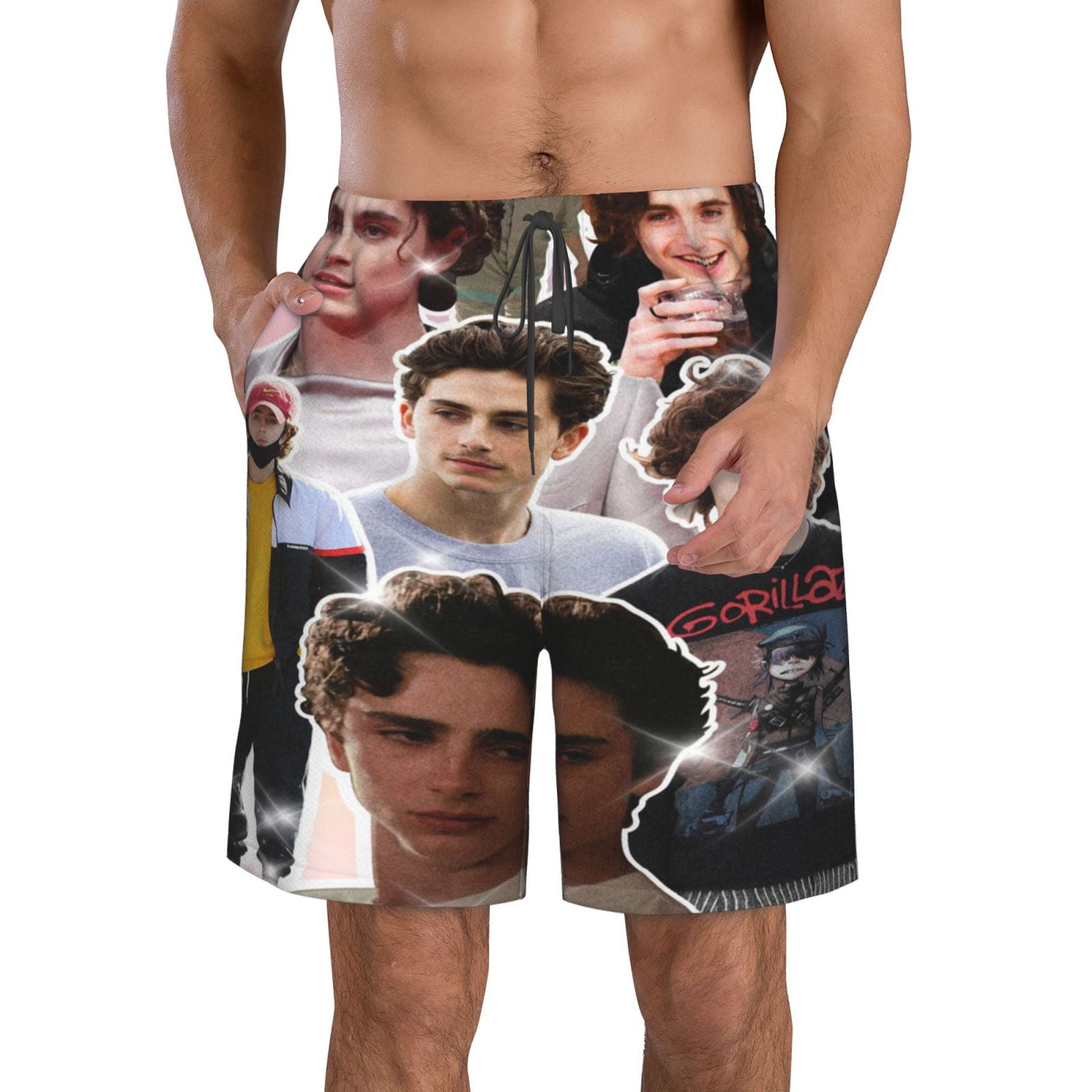 Mens Timothee Chalamet Swim Trunks Quick Dry Bathing Suits Holiday