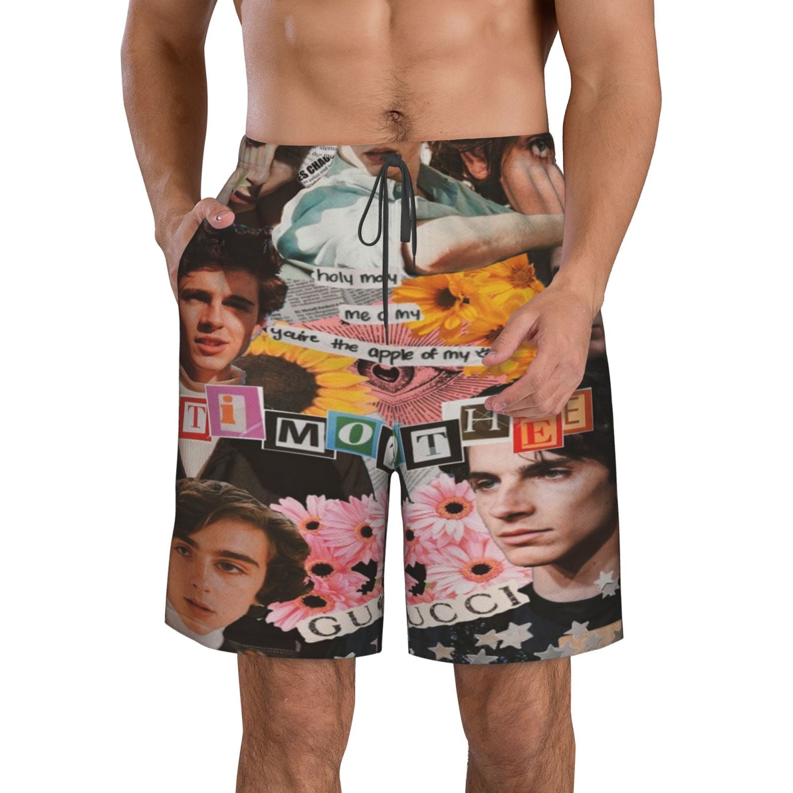 Mens Timothee Chalamet Swim Trunks Quick Dry Bathing Suits Holiday