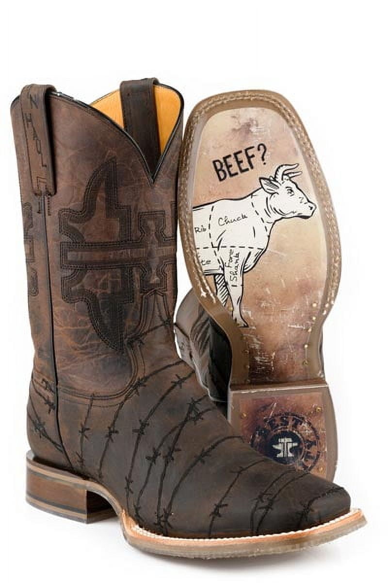 Men's Tin Haul Don't Fence me in Two Boots with Butcher Shop Sole ...