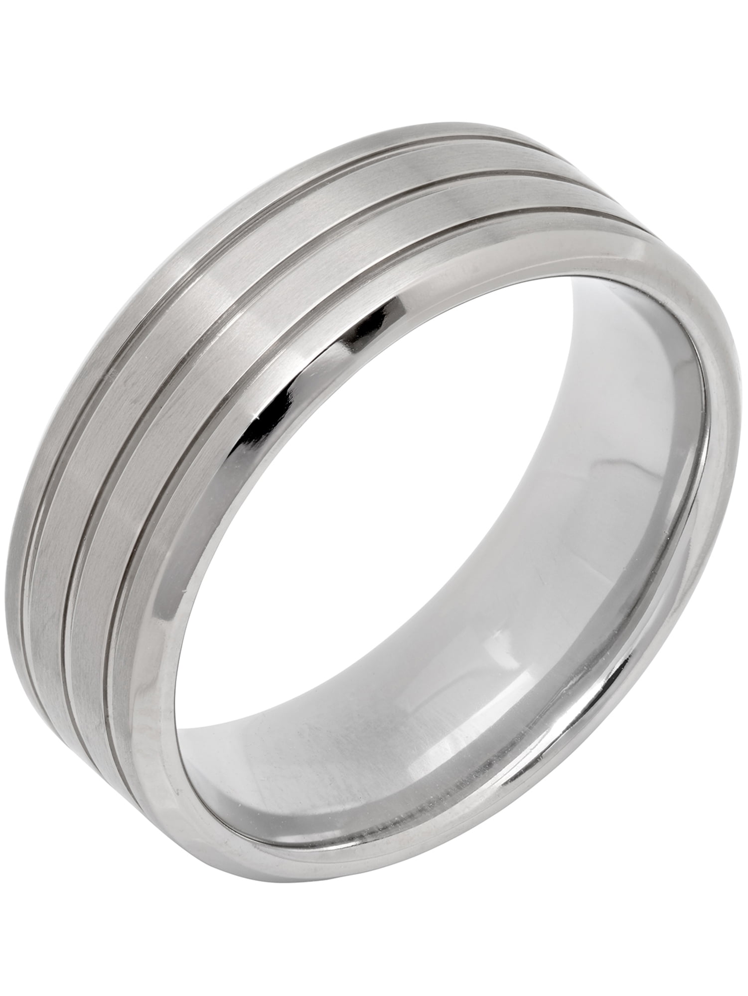 Men's Titanium Multi-Finish Grooved Wedding Band – Mens Ring - Walmart.com