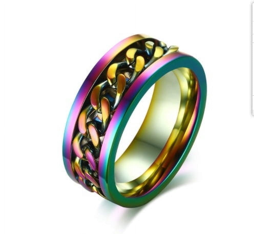 Men's Titanium Steel Chain Turn Ring - Walmart.com