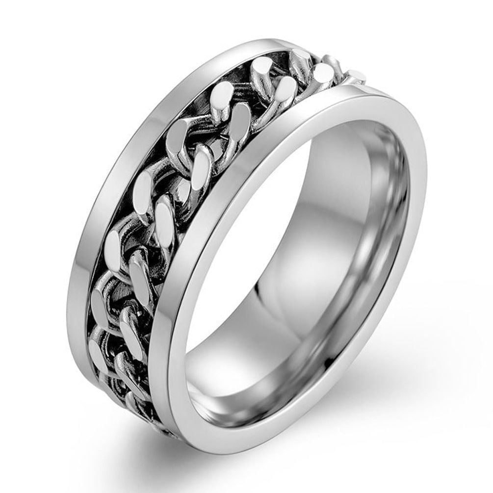 Men's Titanium Steel Chain Turn Ring - Walmart.com