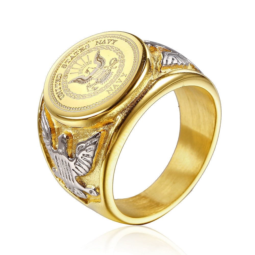 Men's Titanium Steel Ring US Army Badge Soldier Ring Eagle Logo Ring ...