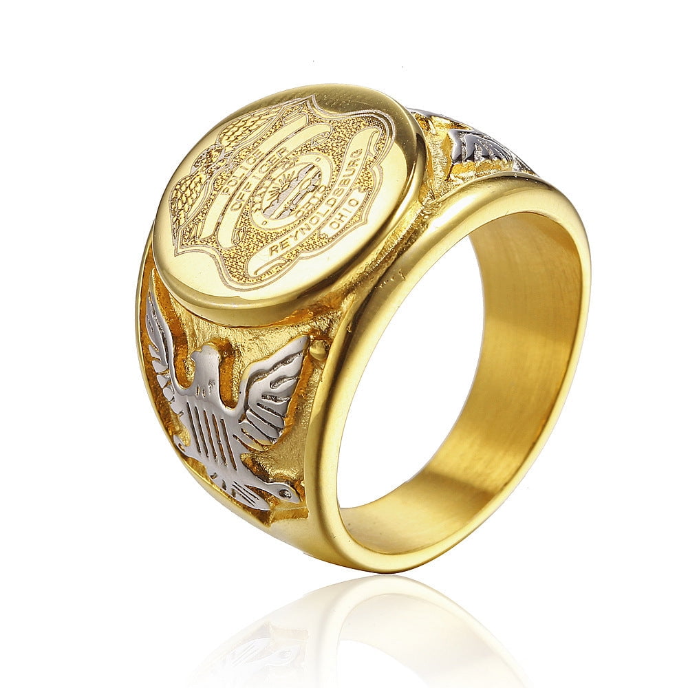 Men's Titanium Steel Ring US Army Badge Soldier Ring Eagle Logo Ring ...