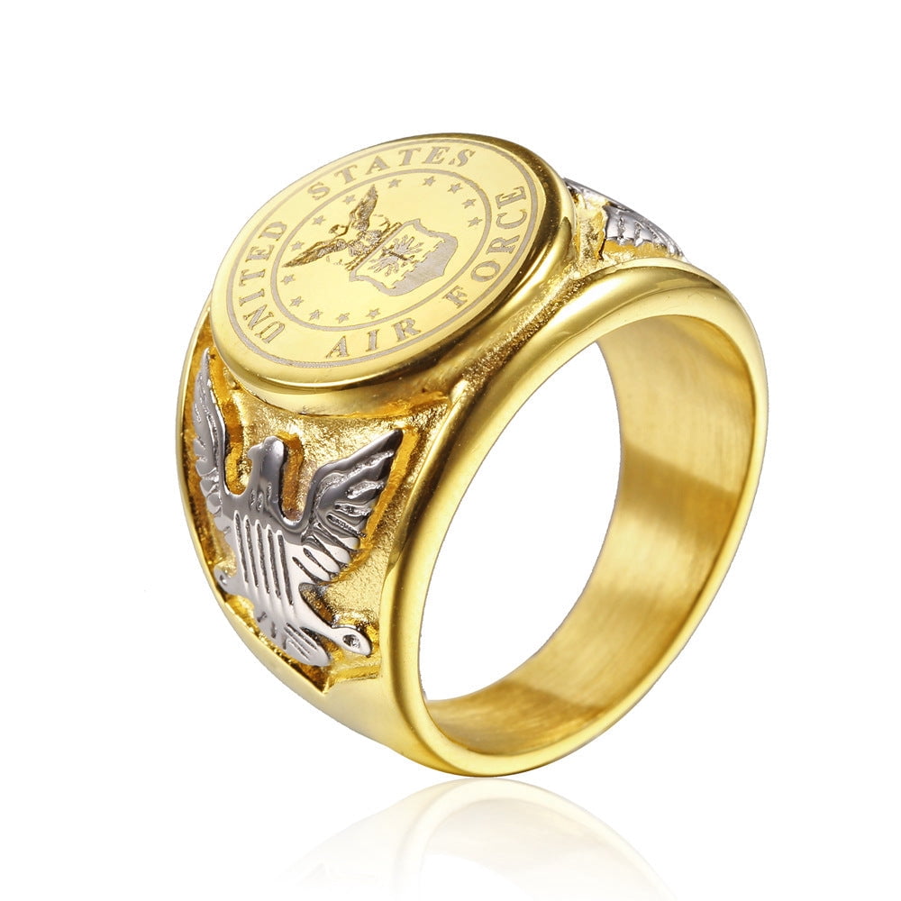 Men's Titanium Steel Ring US Army Badge Soldier Ring Eagle Logo Ring ...
