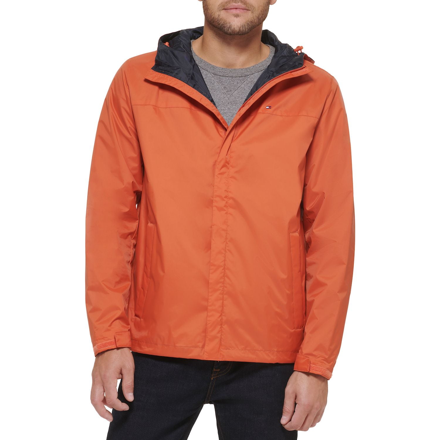 Men's Tommy Hilfiger Hooded Rain Jacket Color: Burnt Orange Size: L ...