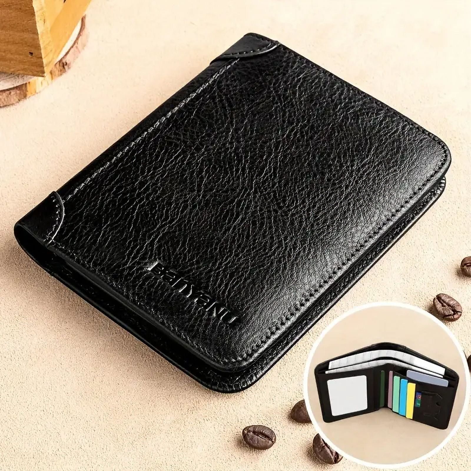 Men's Top Layer Cowhide Rfid Wallets, Vintage Thin Short Multi Function ...