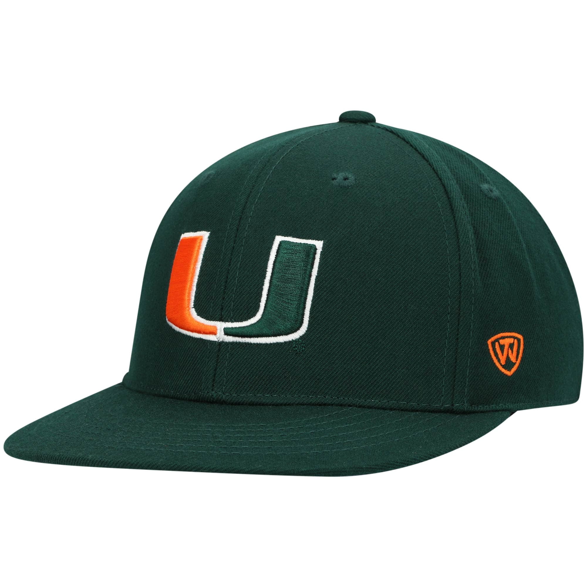 Men's Top of the World Green Miami Hurricanes Team Color Fitted Hat ...