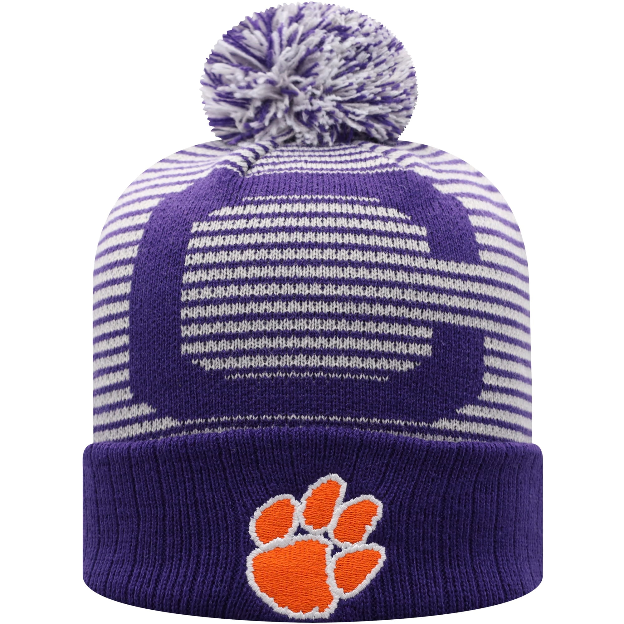 Men's Top of the World Purple Clemson Tigers Line Up Cuffed Knit Hat ...