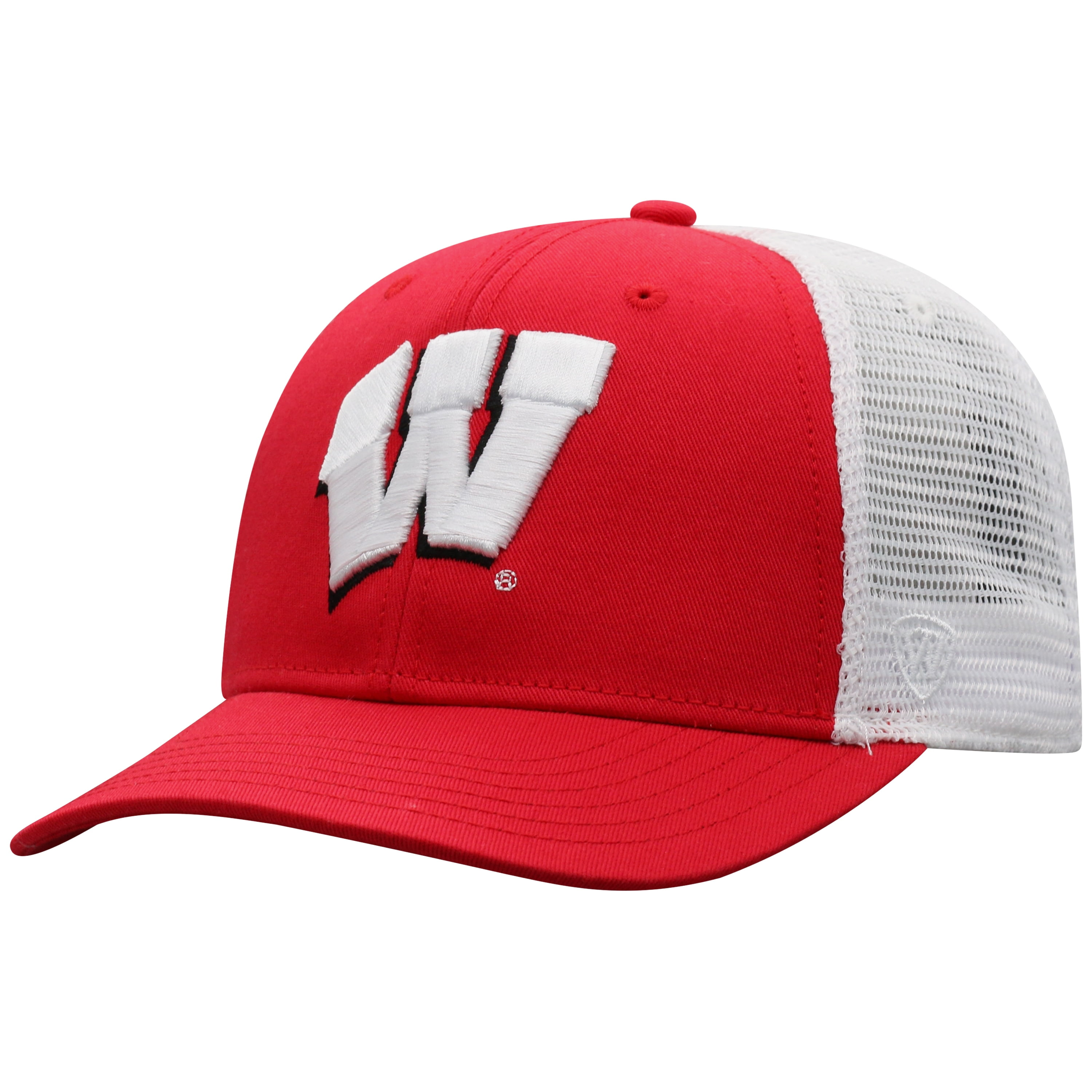 Men's Top of the World Red/White Wisconsin Badgers Trucker Snapback Hat ...