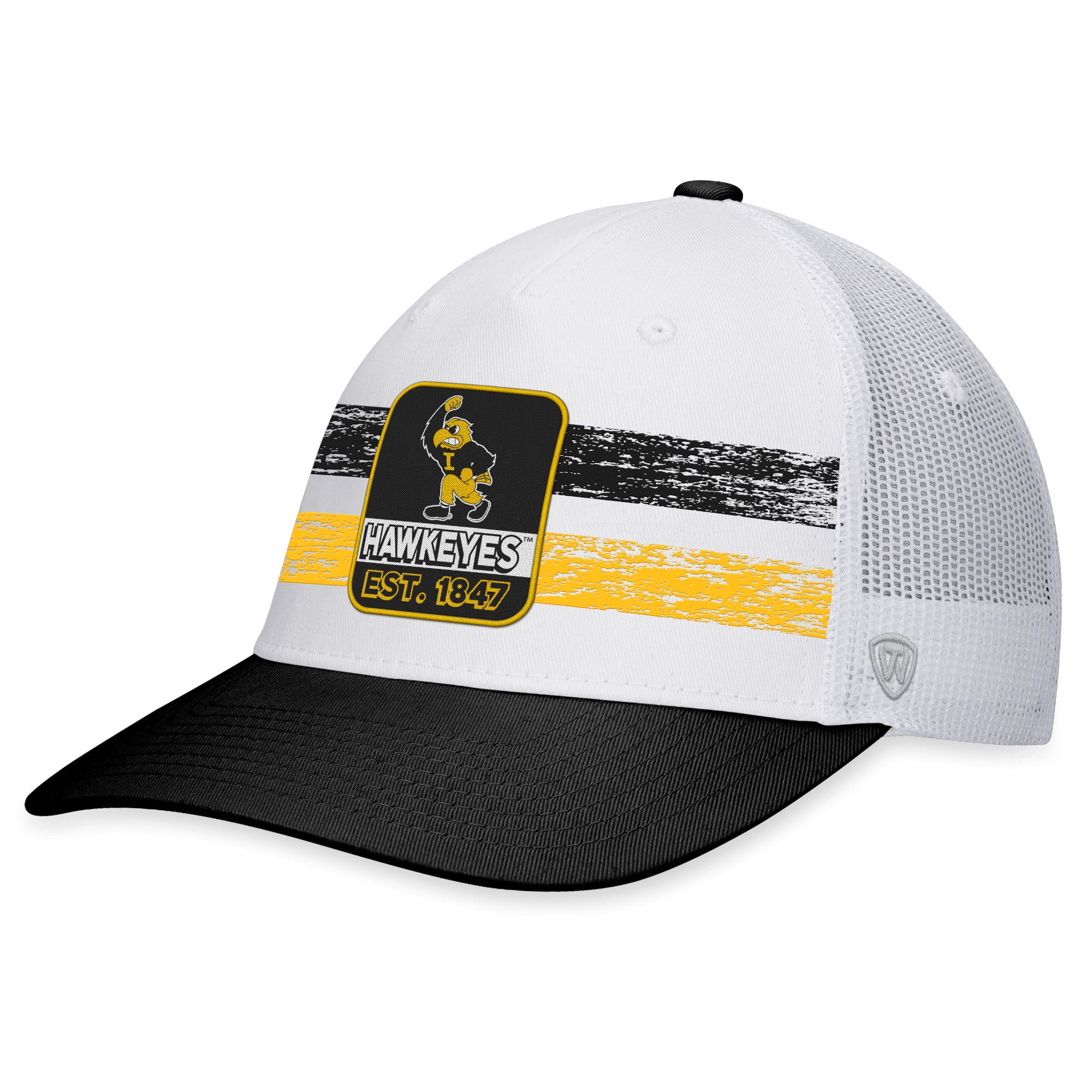 Men's Top of the World White/Black Iowa Hawkeyes Retro Fade Snapback ...