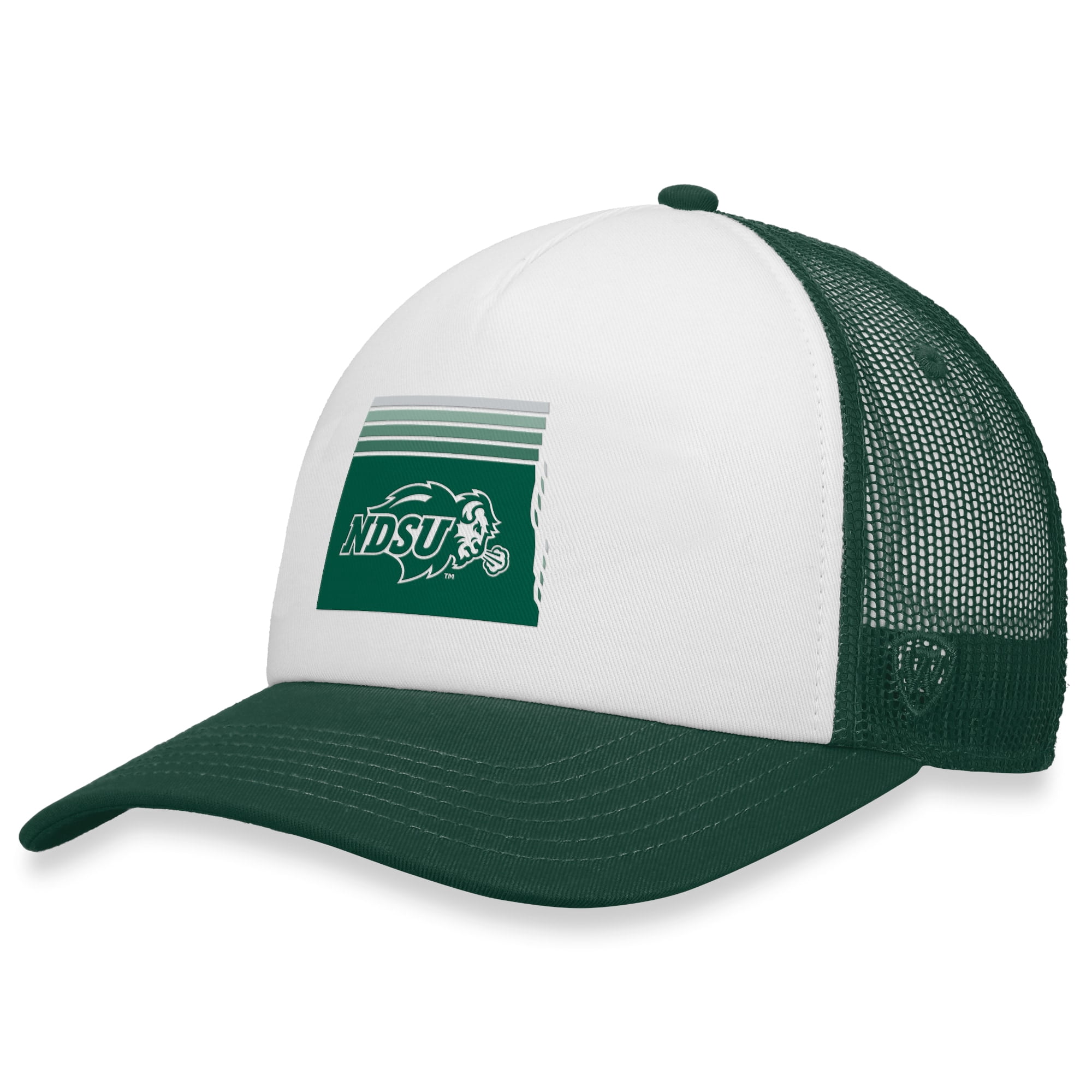 Men's Top of the World White/Green NDSU Bison Tone Down Trucker ...