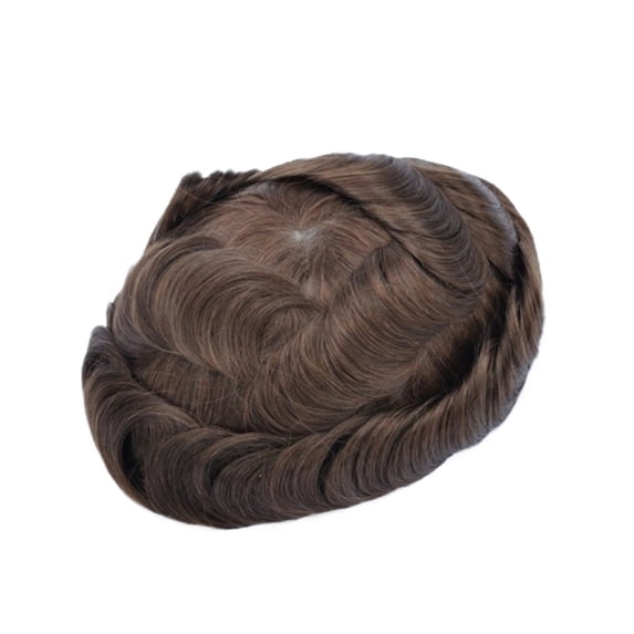 Men's Toupee Human Hair Wig Mono and Pu with Lace Front Hair Toupee 6 ...