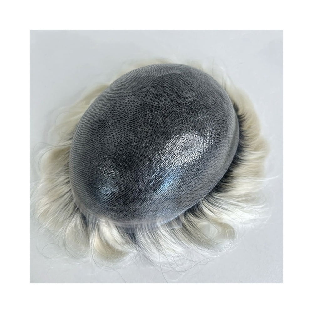 Men's Toupee Thin Skin 0.06mm PU Base Men's Hairpiece #1B60RY Indian ...