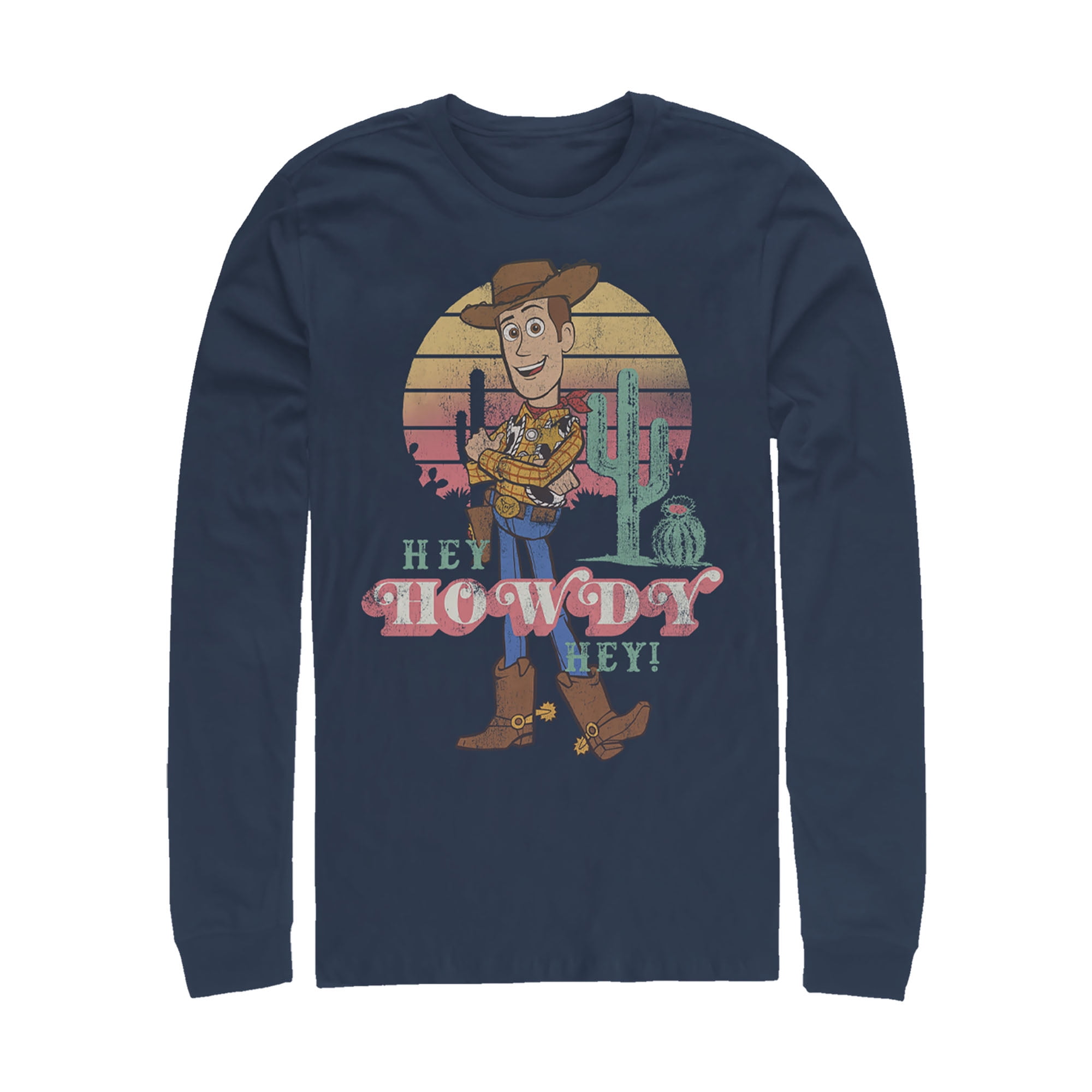 Men's Toy Story Hey Howdy Woody Long Sleeve Shirt Navy Blue Medium ...