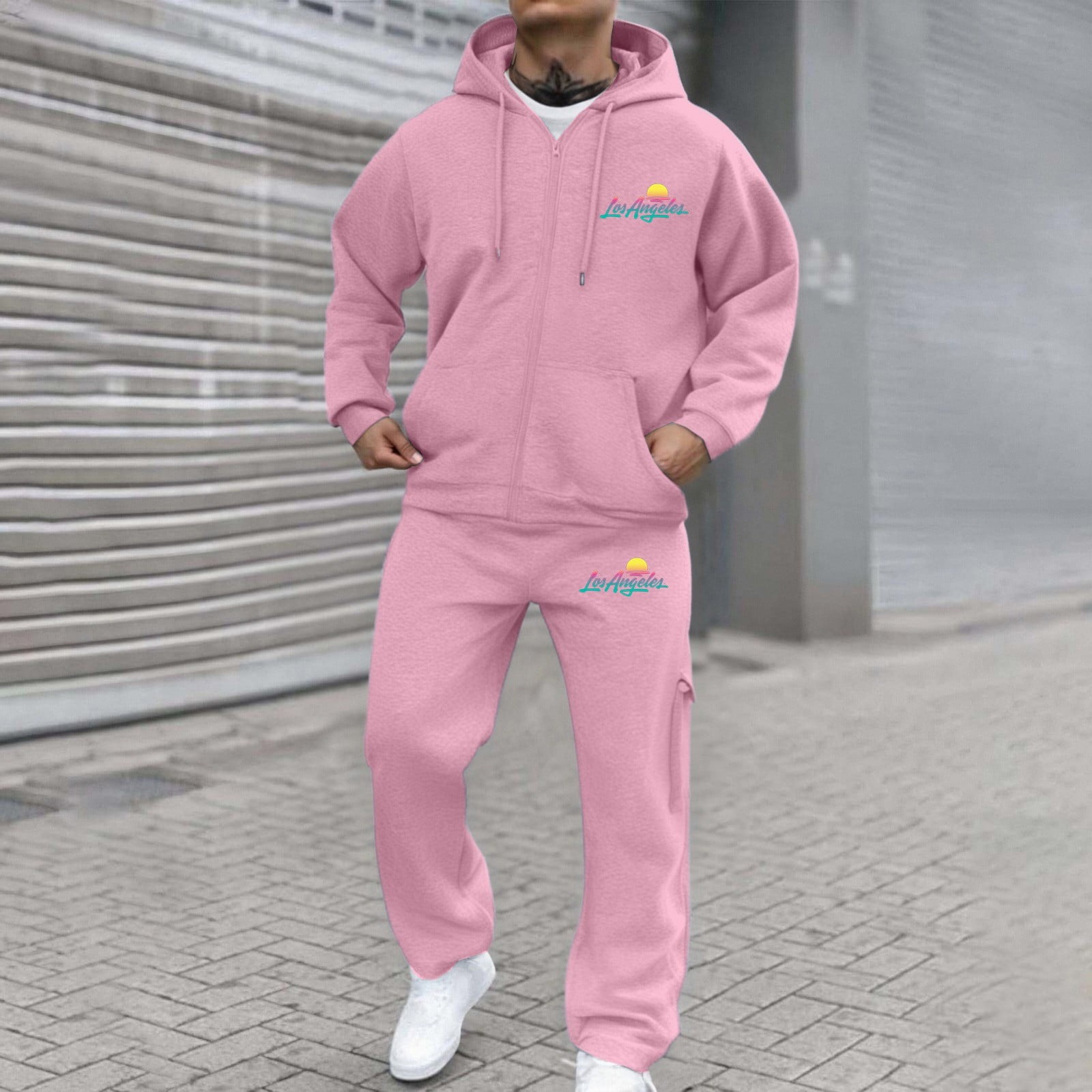 Men's Track Suits 2 Piece Set Long Sleeve Track suits Athletic Full Zip ...