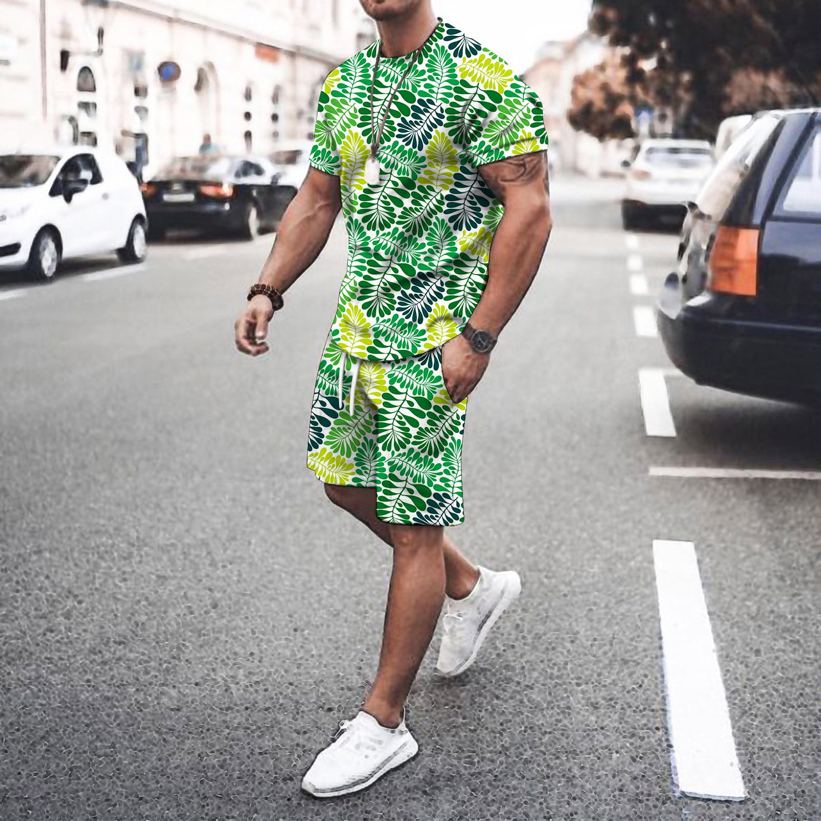 Men's Tracksuit 2 Piece Short Sleeve T-Shirt and Shorts 3D Digital ...