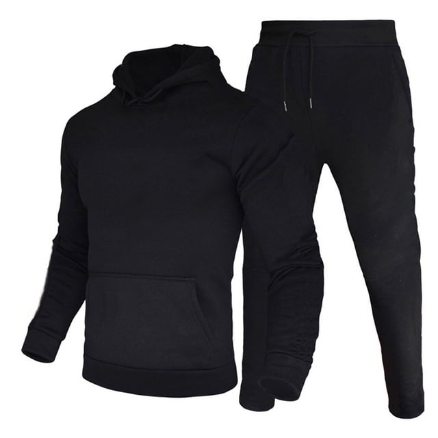 Men‘s Tracksuit Hooded Pullover + Sweatpants Sports Suit Casual Jogger ...