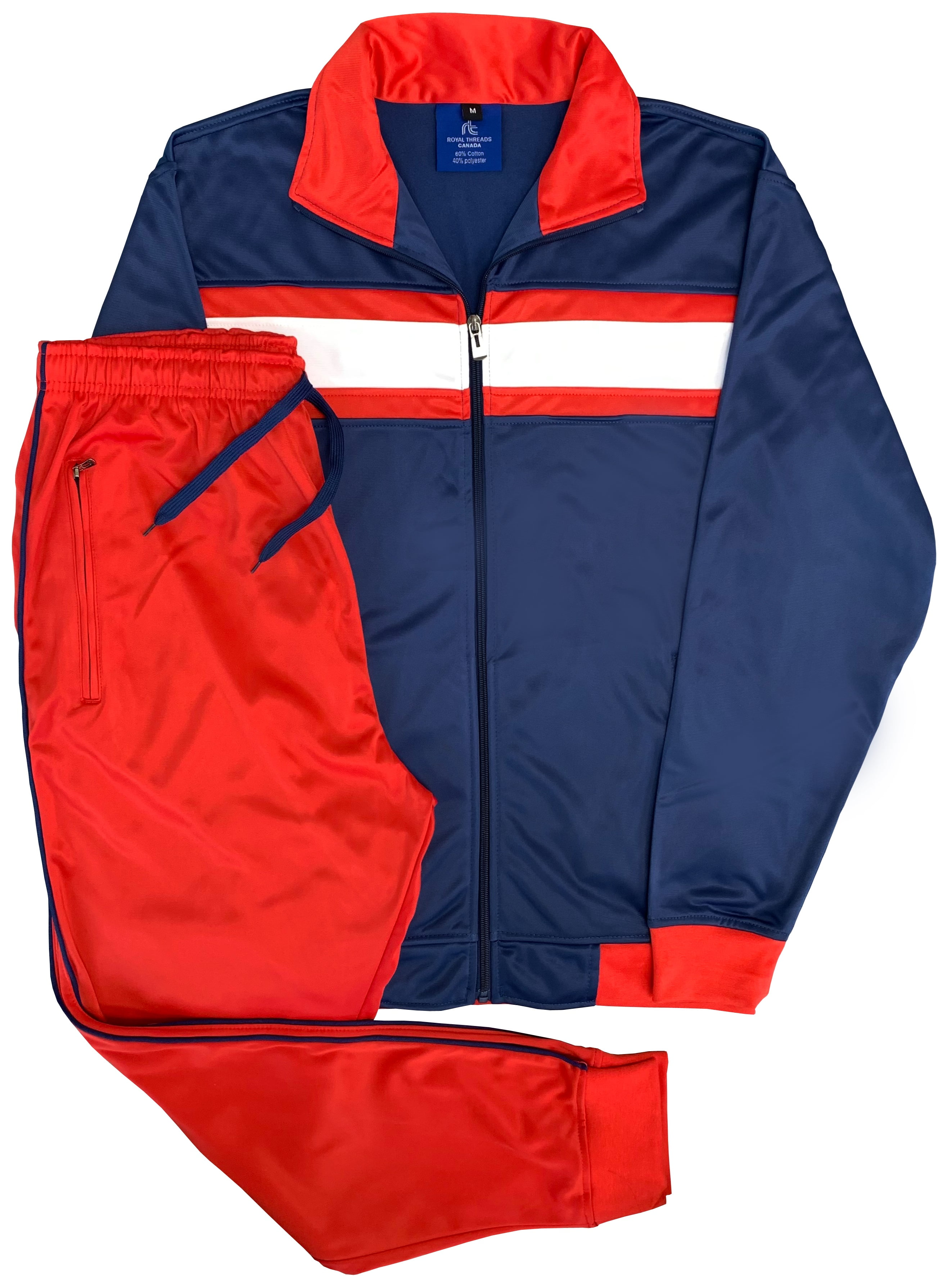 Men's Tracksuit contrast Color 2-piece Set - Walmart.com