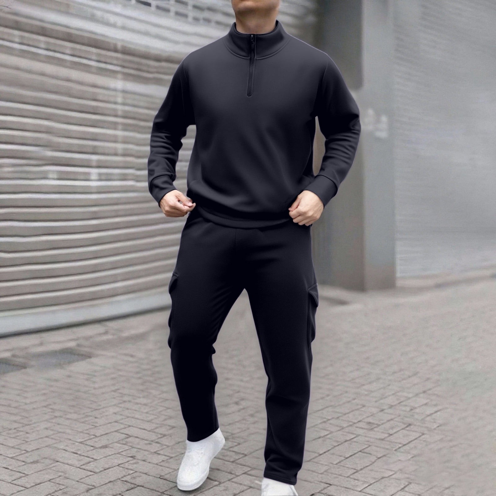 Men's Tracksuit set Athletic 2 Piece Athletic Quarter Zipper Tracksuit ...
