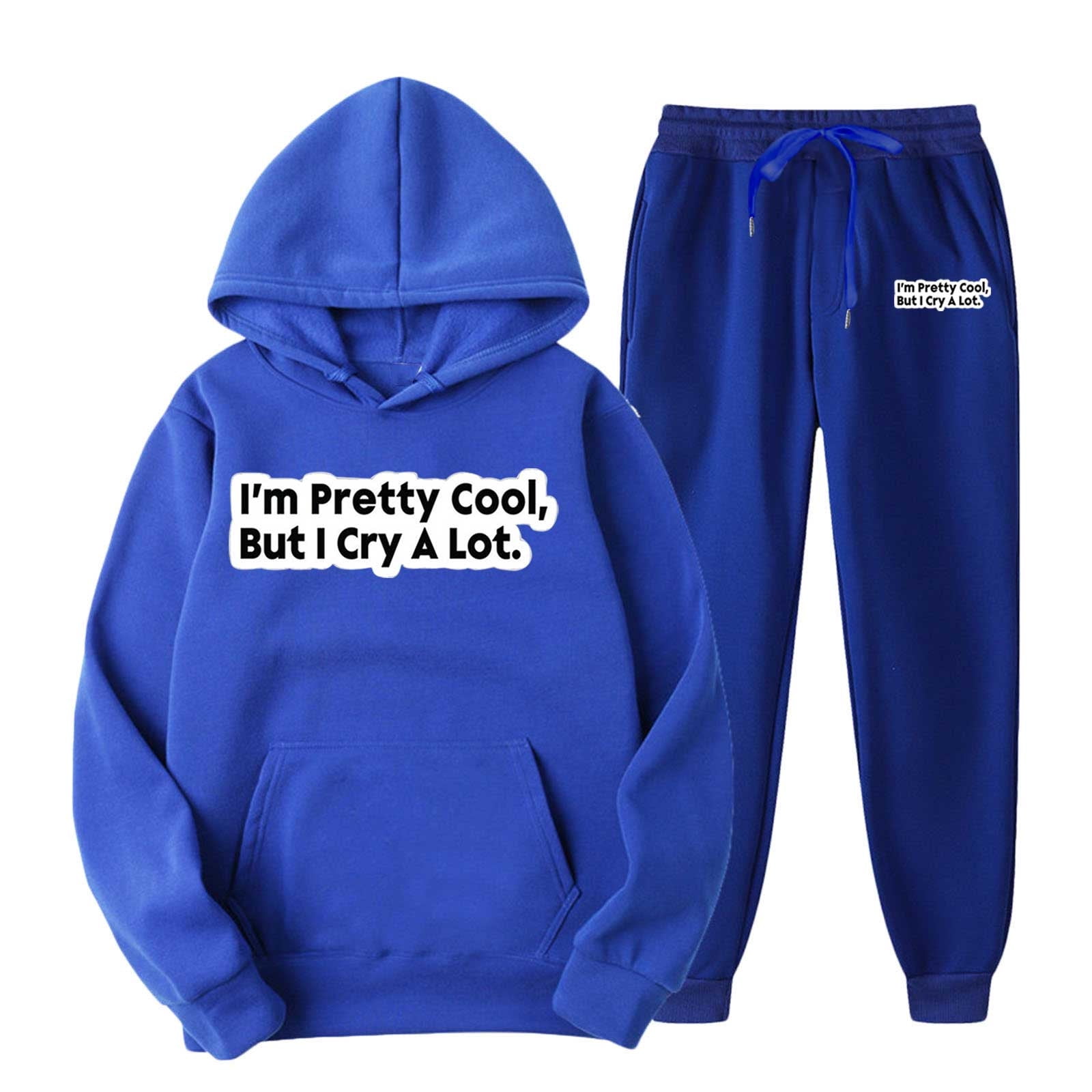 Men's Tracksuits Long Sleeve Sweatsuit 2 Piece Hoodie Outdoor Jogging ...