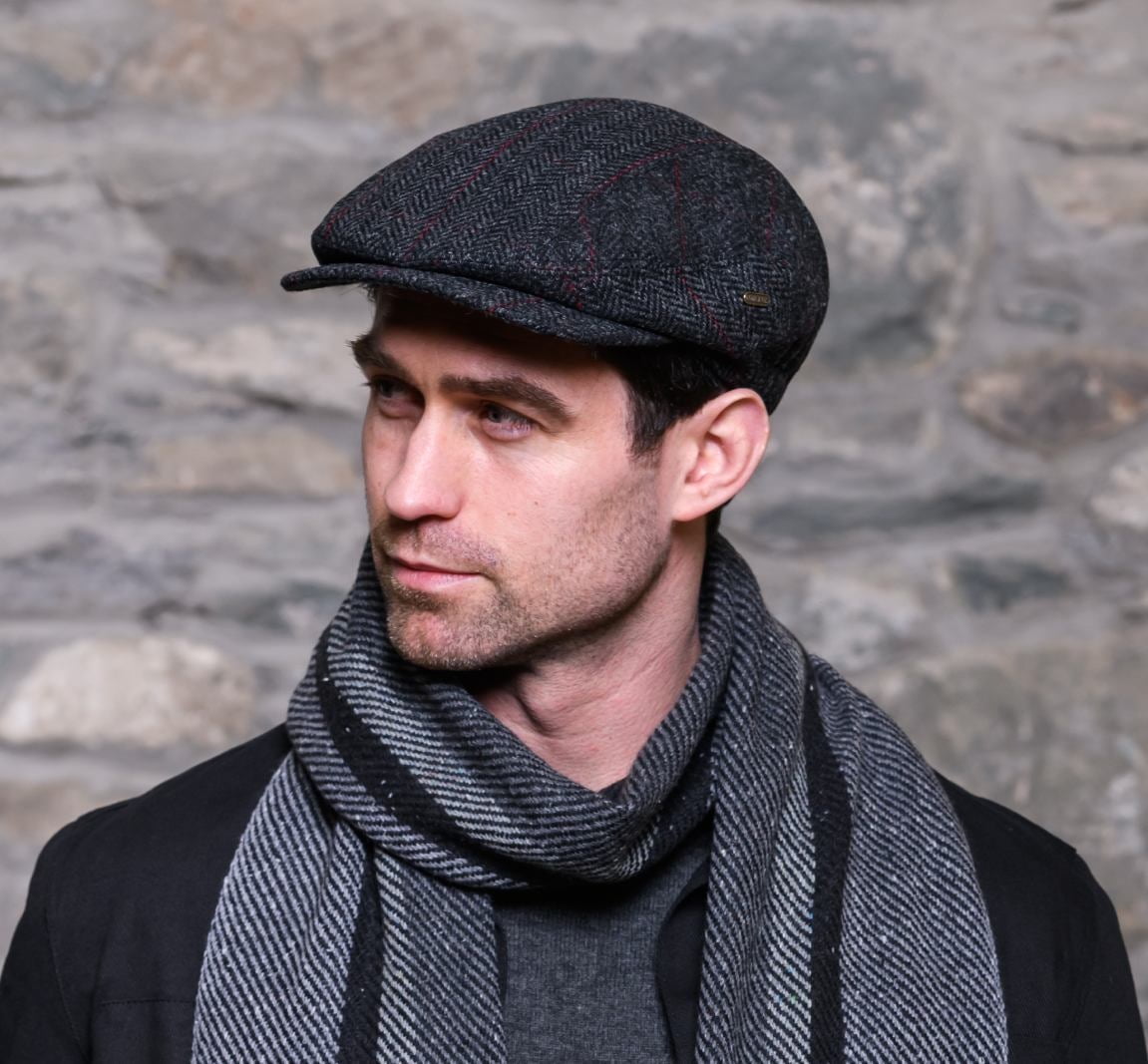 Men's Traditional Irish Wool Kerry Flat Cap, Gray-31 Size Medium Made ...