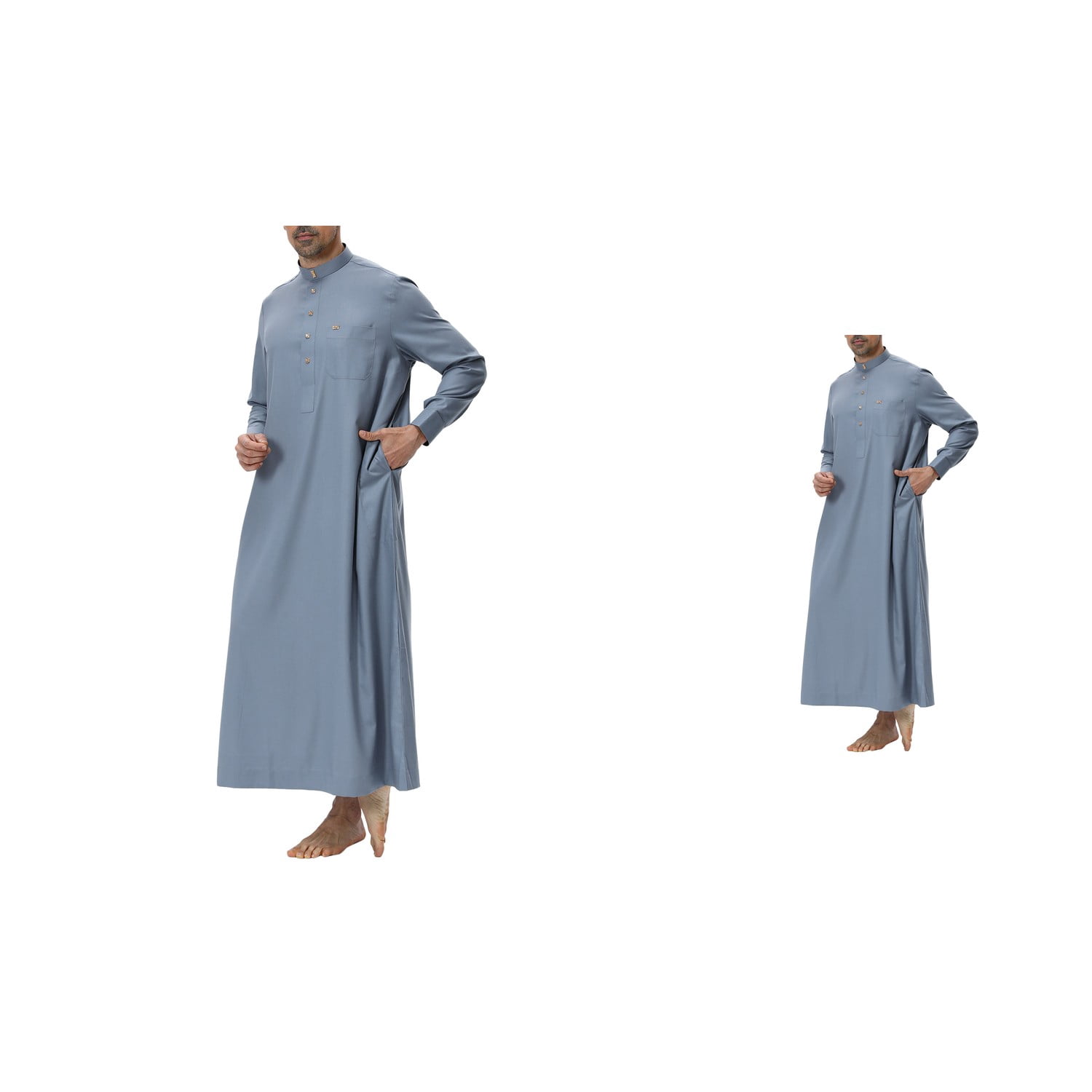 Men's Traditional Thobe Long Robe, Elegant Prayer Garment with Loose ...