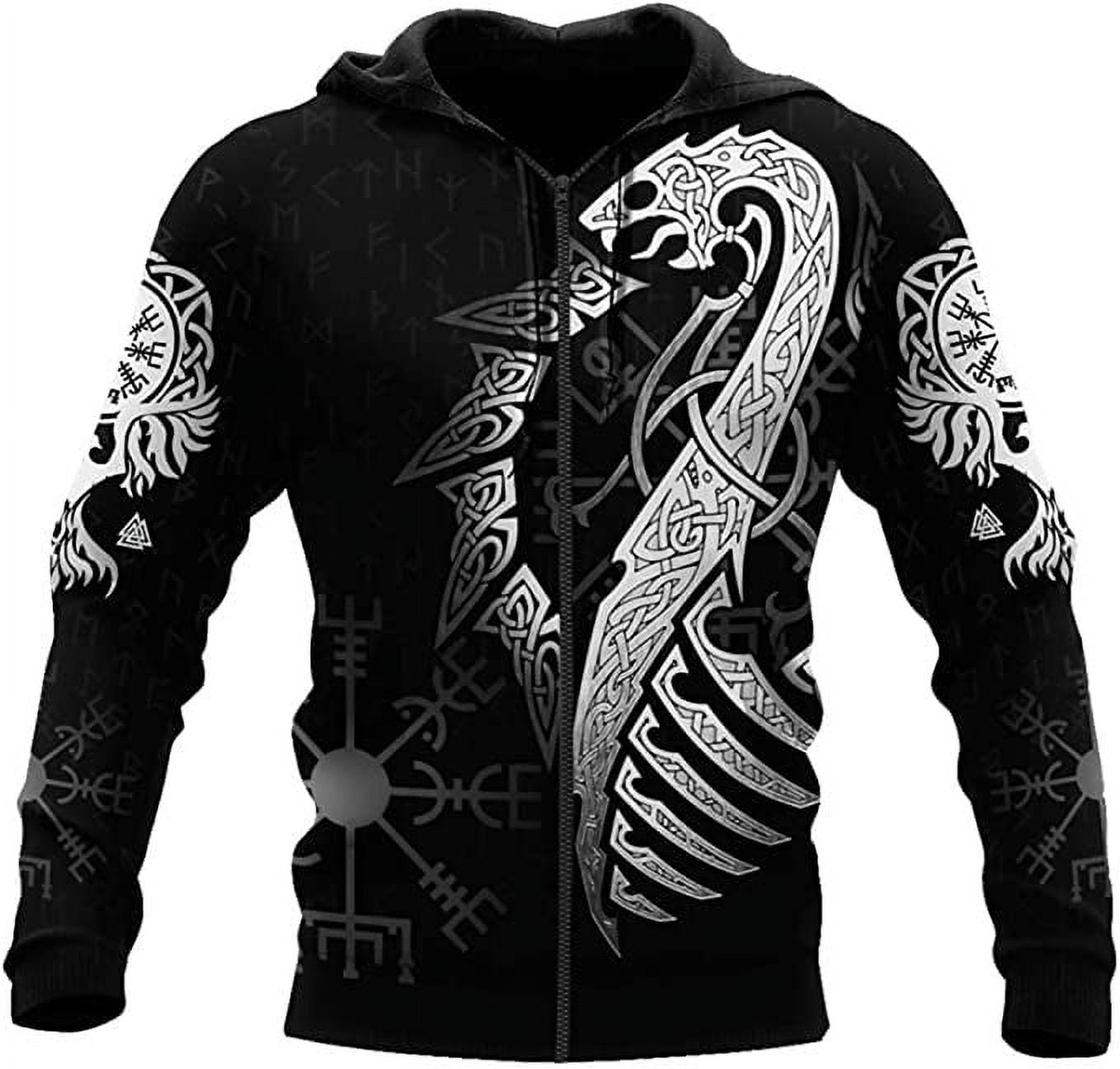 Men's Tree Of Life Vegvisir Viking Dragon Rune Tattoo Full Zip Hoodie, Norse Mythology 3d ...