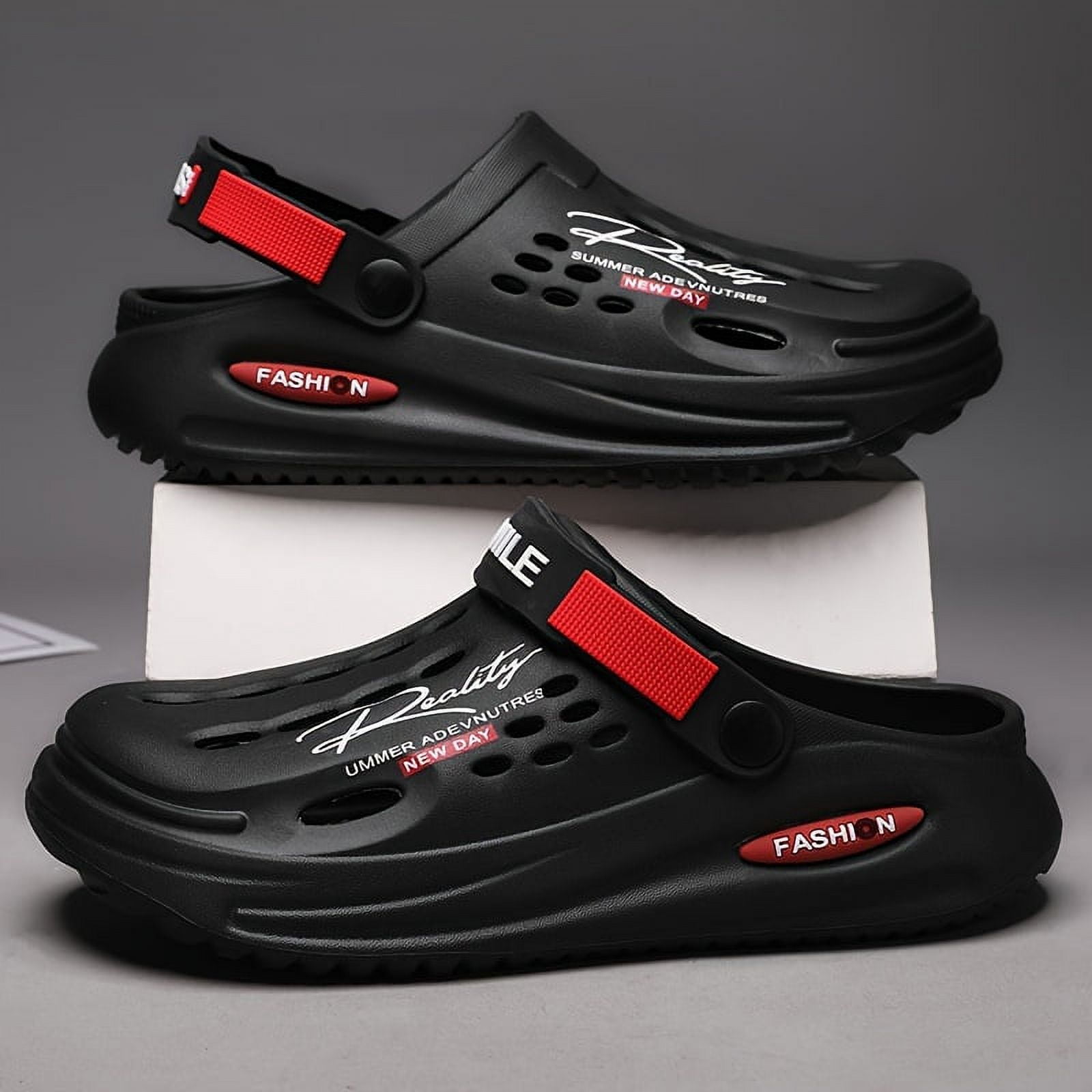 Men's Trendy Thick-Sole EVA Clogs with Alphabet Design - Slip-On ...