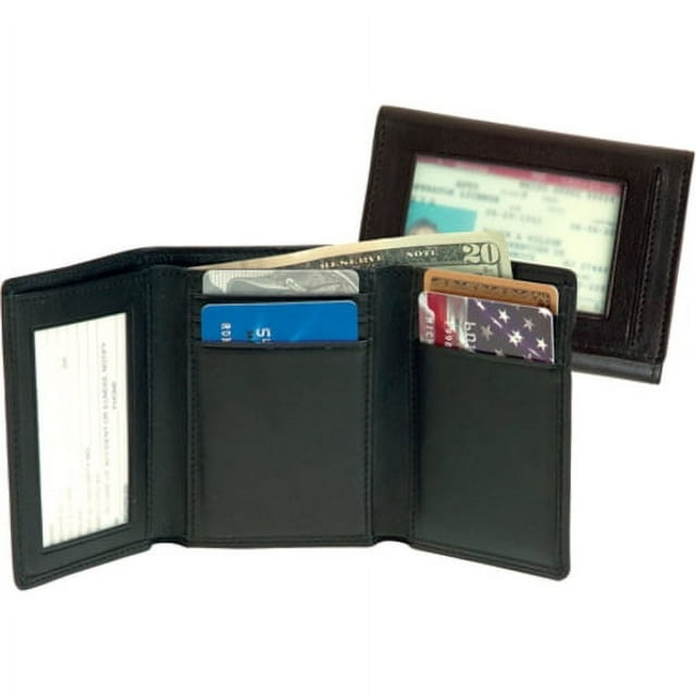 Royce Leather Men's Tri-Fold Wallet, Double ID Window, Top Grain Nappa ...