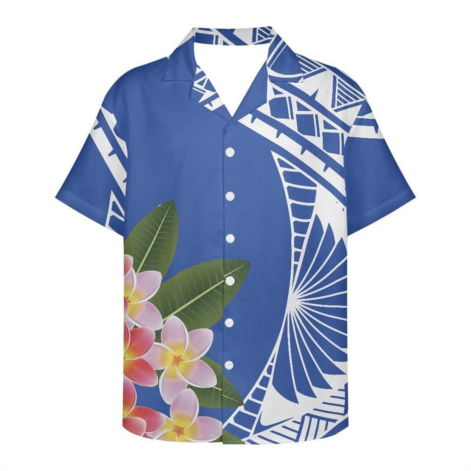 Men's Tribal Polynesian Beach Shirts 3D Printed Short Sleeve Button ...