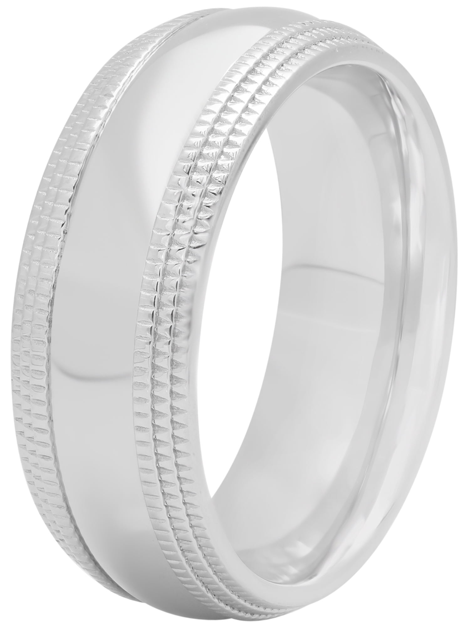 Men's Triple Milgrain Edge 9mm Ring in Stainless Steel - Walmart ...