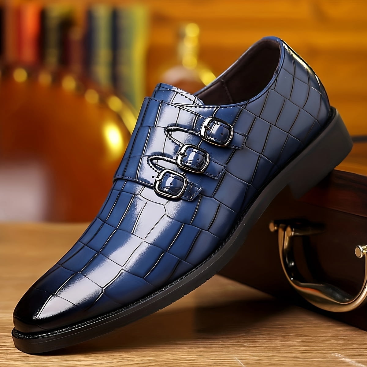 Men's Triple Monk Strap Dress Loafers Shoes, Business Formal Office ...