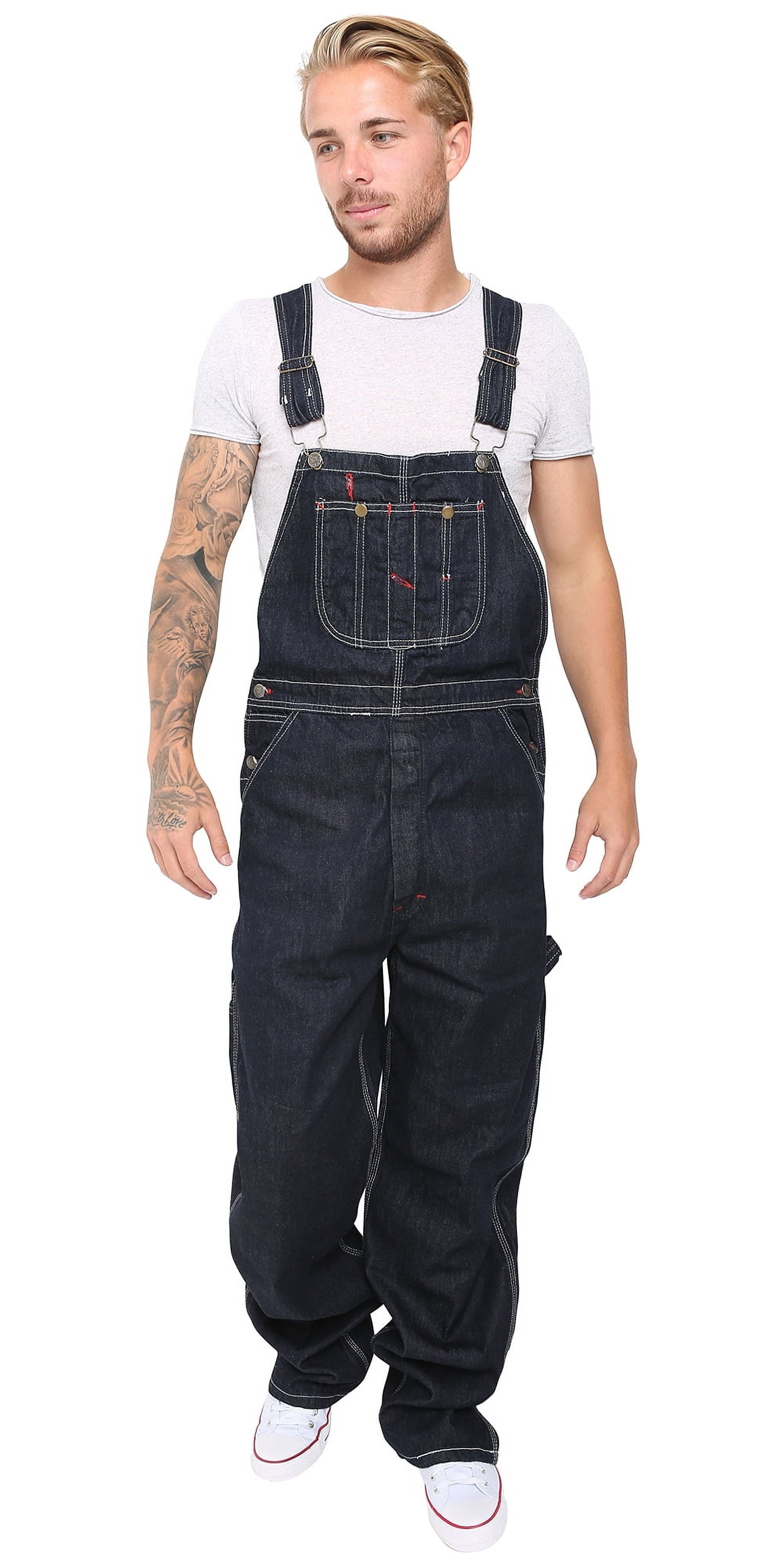 Men’s Triple-Stitched Denim Bib Overalls – Adjustable Workwear for ...