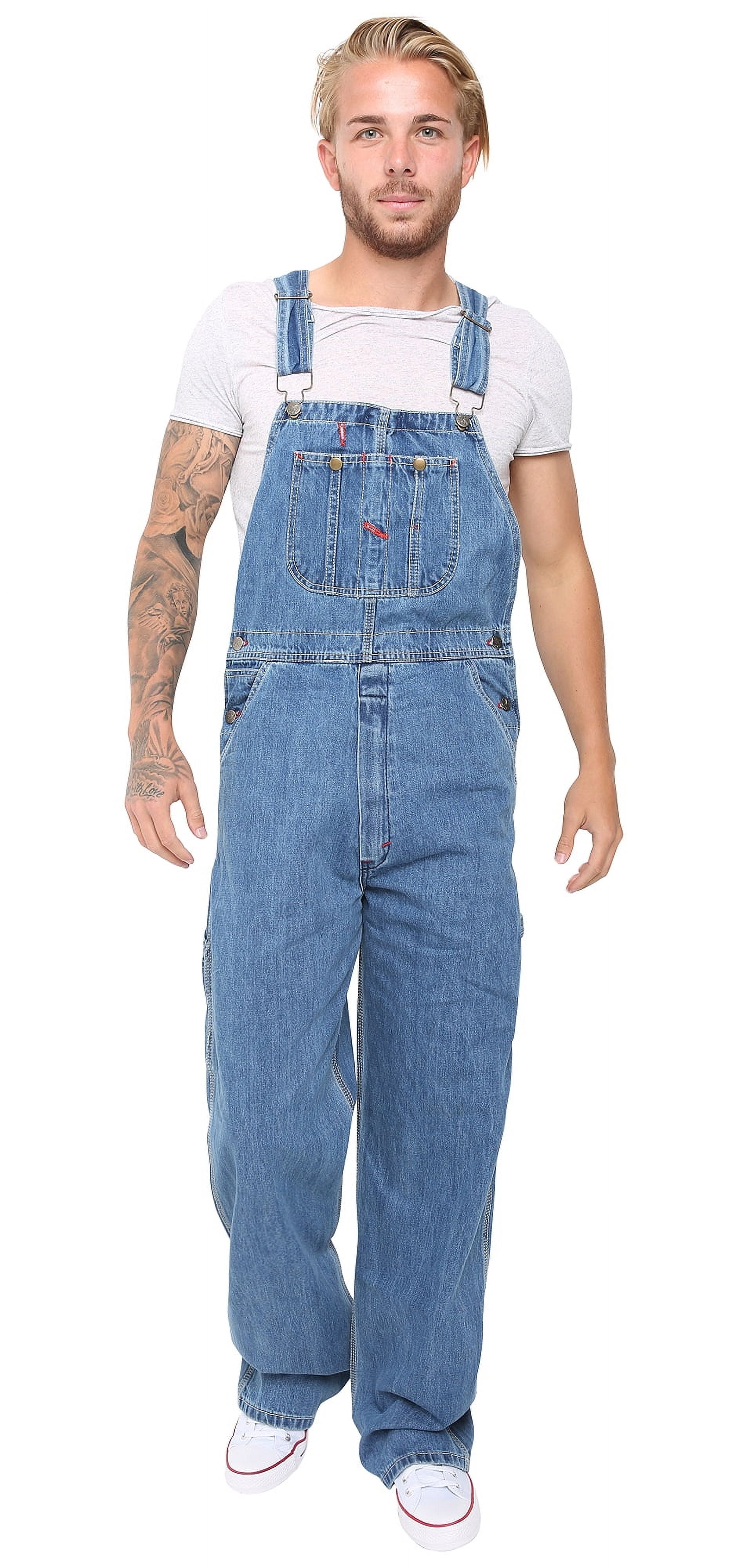 Men’s Triple-Stitched Denim Bib Overalls – Adjustable Workwear for ...