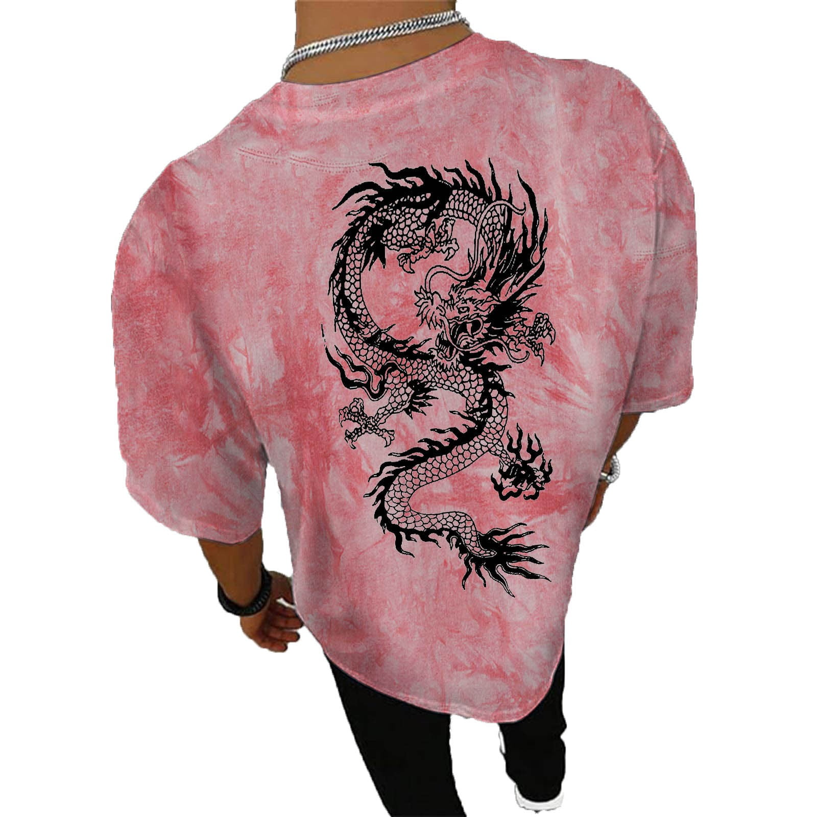 Men's Tshirts Tie-Dye Gradient Short Sleeved Round Neck T-Shirts Cotton ...