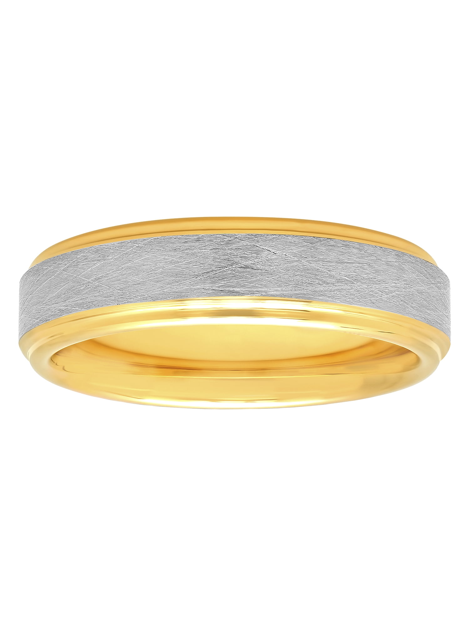 Men's Tungsten 6MM Two-Tone Yellow Finish Satin and High-Polished ...