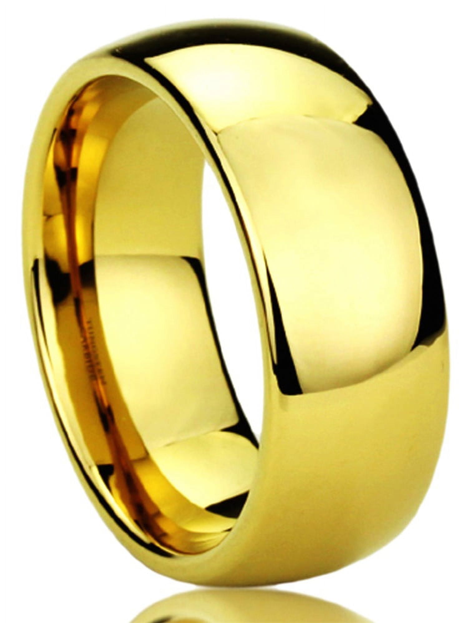 Men's Tungsten Carbide Wedding Band Ring 9mm Comfort Fit Gold Plated ...