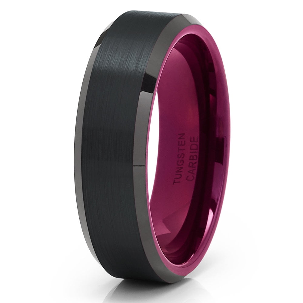 Men's Tungsten Wedding Band Purple Tungsten Ring Anniversary Ring Men ...