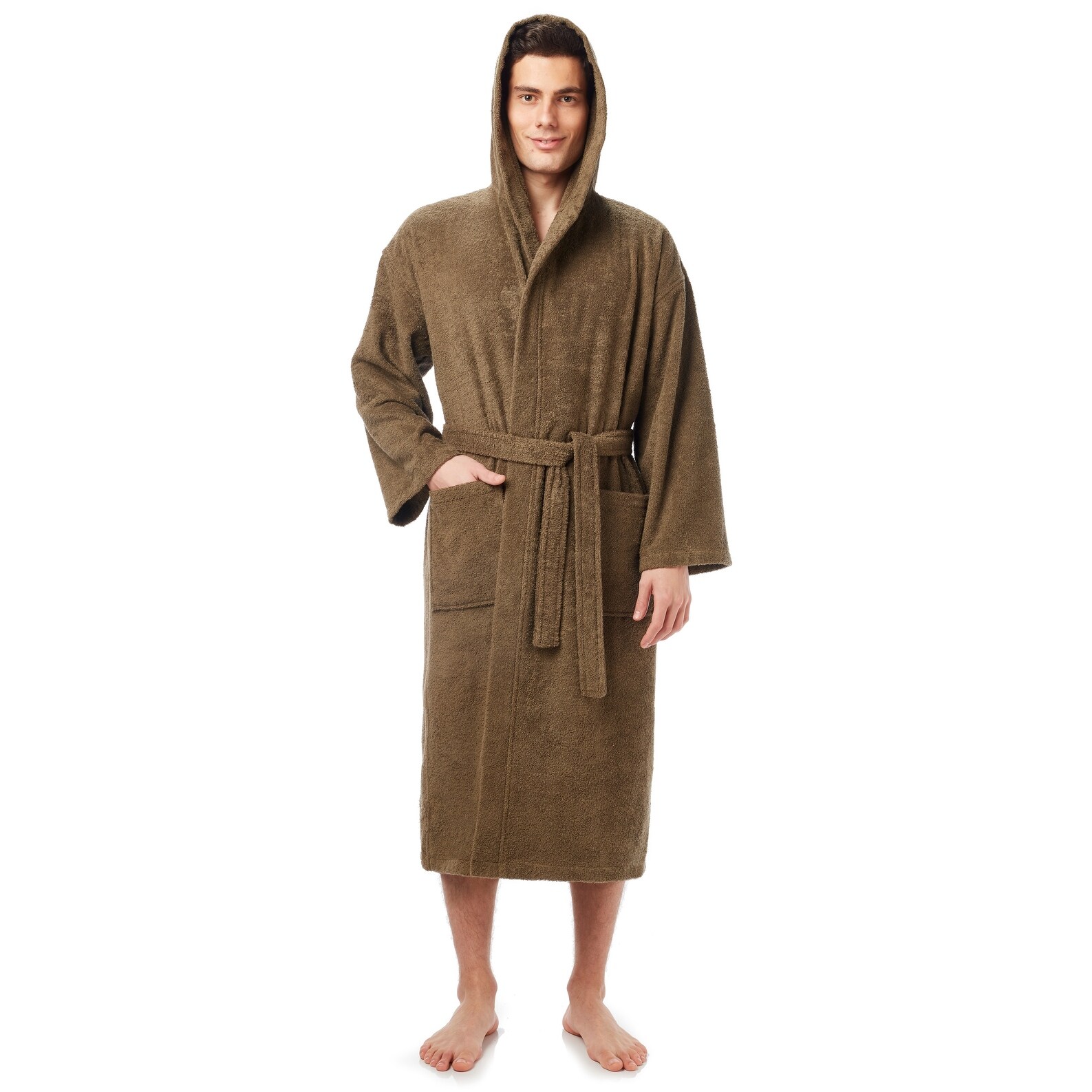 Men's Turkish Cotton Hooded Bathrobe Army XXL - Walmart.com