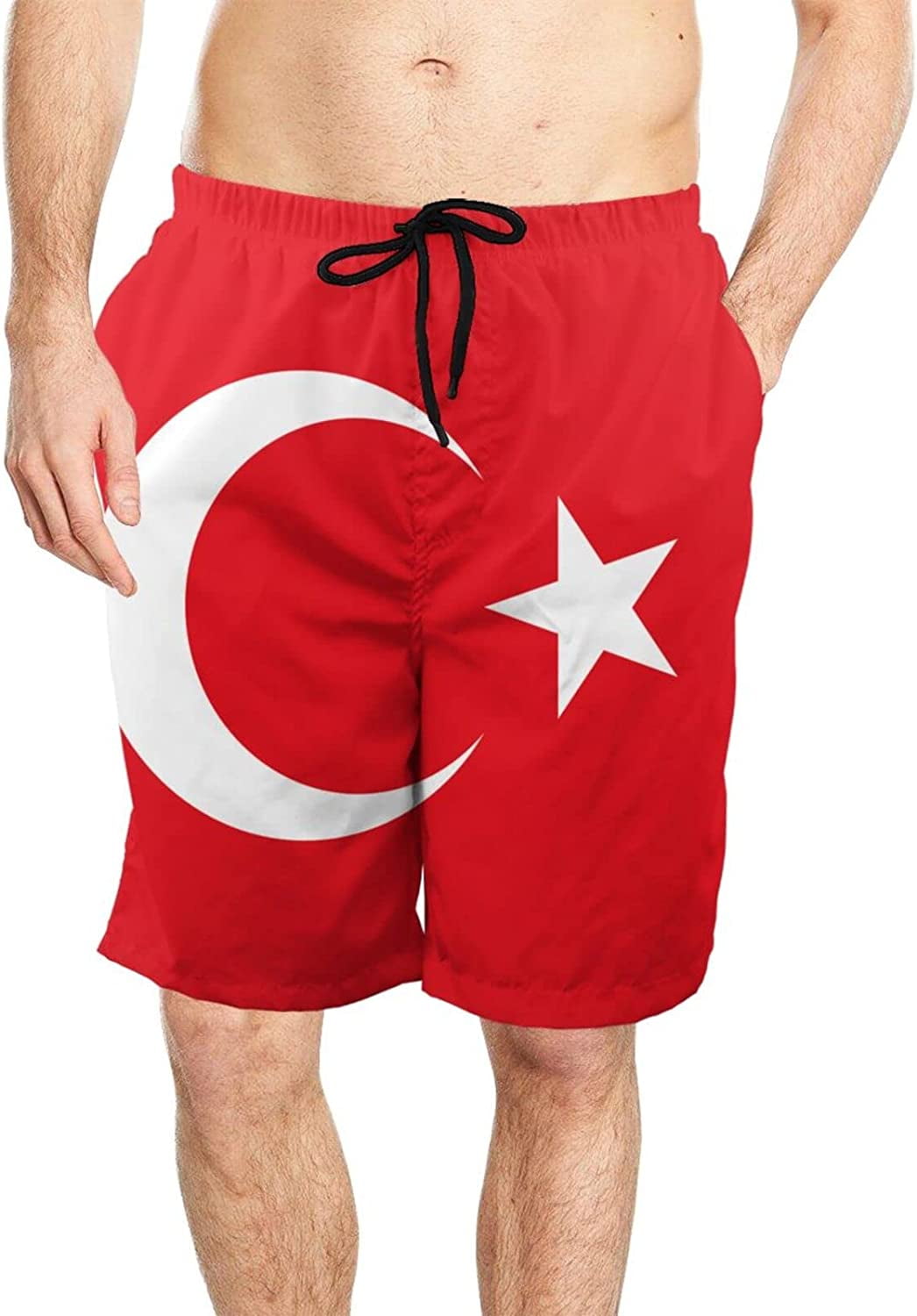 Men's Turkish Flag Quick Dry Surf Swim Trunks Beach Board Shorts Pants ...
