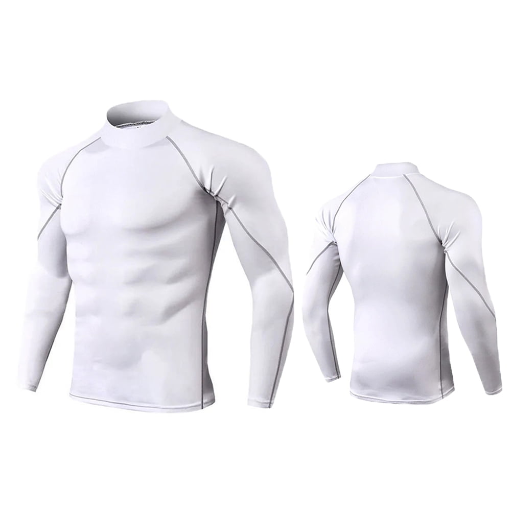 Men's Turtleneck Quick dry Long-Sleeved Compression Long Sleeved Sports ...