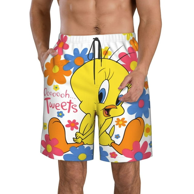 Men's Tweety Bird Beach Shorts Hot Summer Swim Trunks Sports Running ...
