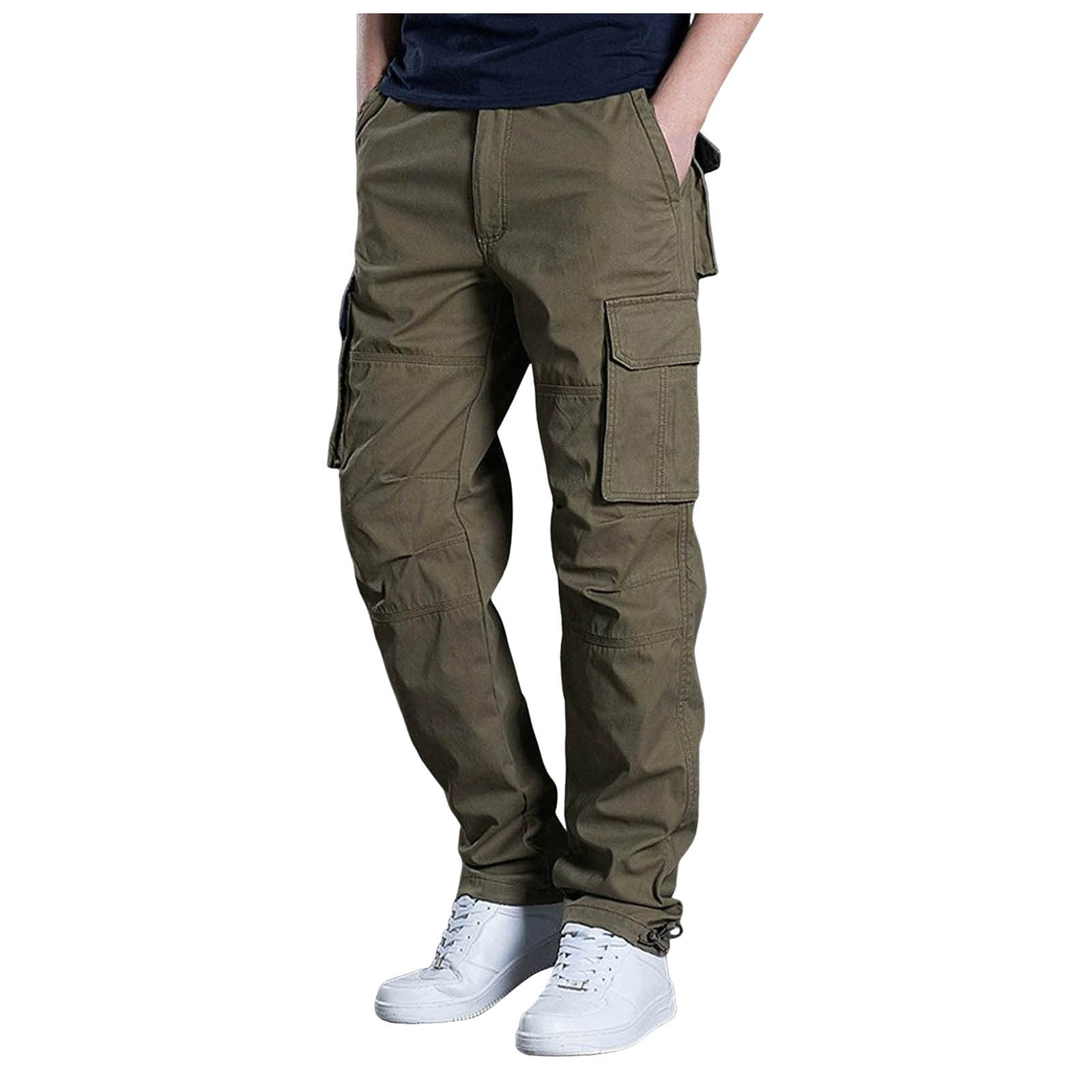 Men's Twill Relaxed Fit Cargo Pants - 6-Pocket Design, Heavy-Duty ...