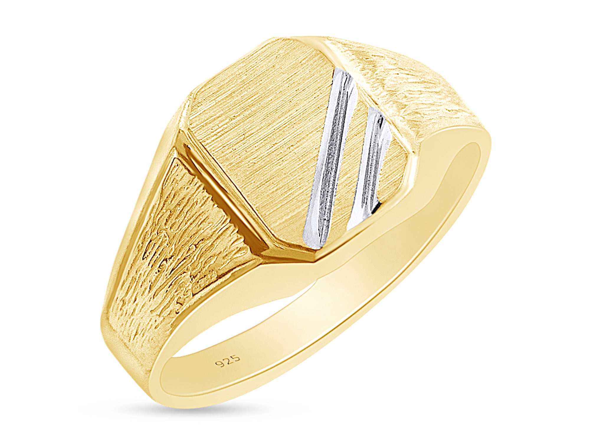 AFFY Men's Two-Tone Zeus Signet Ring In 14K Yellow Gold Over 925 ...