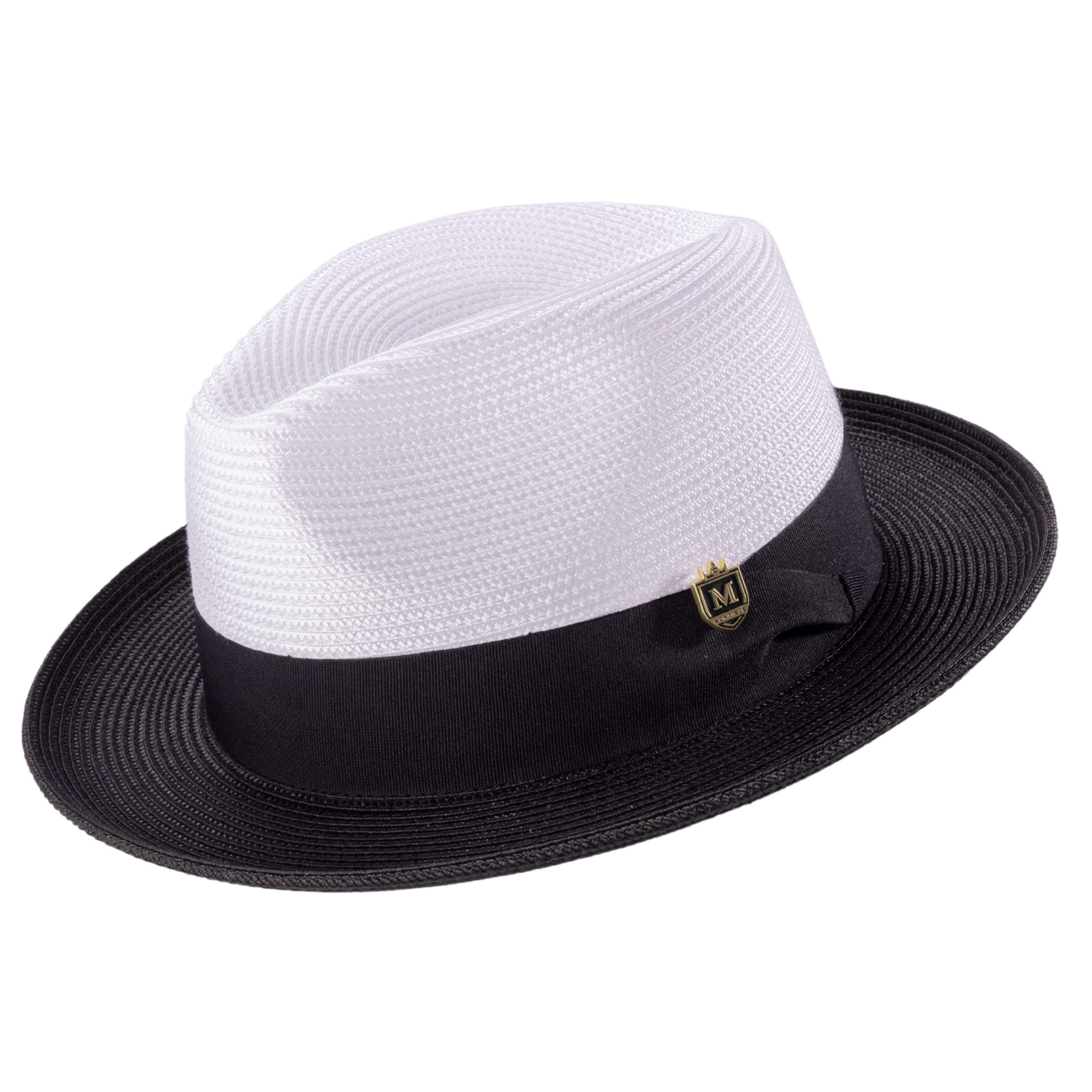 Men's Two-tone Pinch Hat Wide Brim Matching Grosgrain Ribbon Straw ...